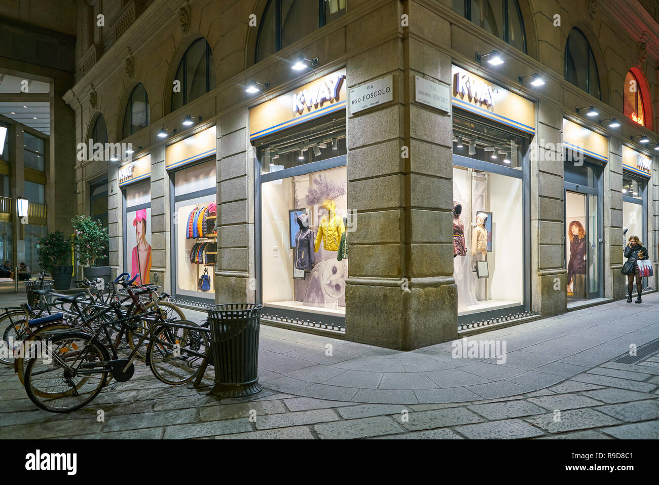 MILAN, ITALY - CIRCA NOVEMBER, 2017: shop windows display of clothing ...