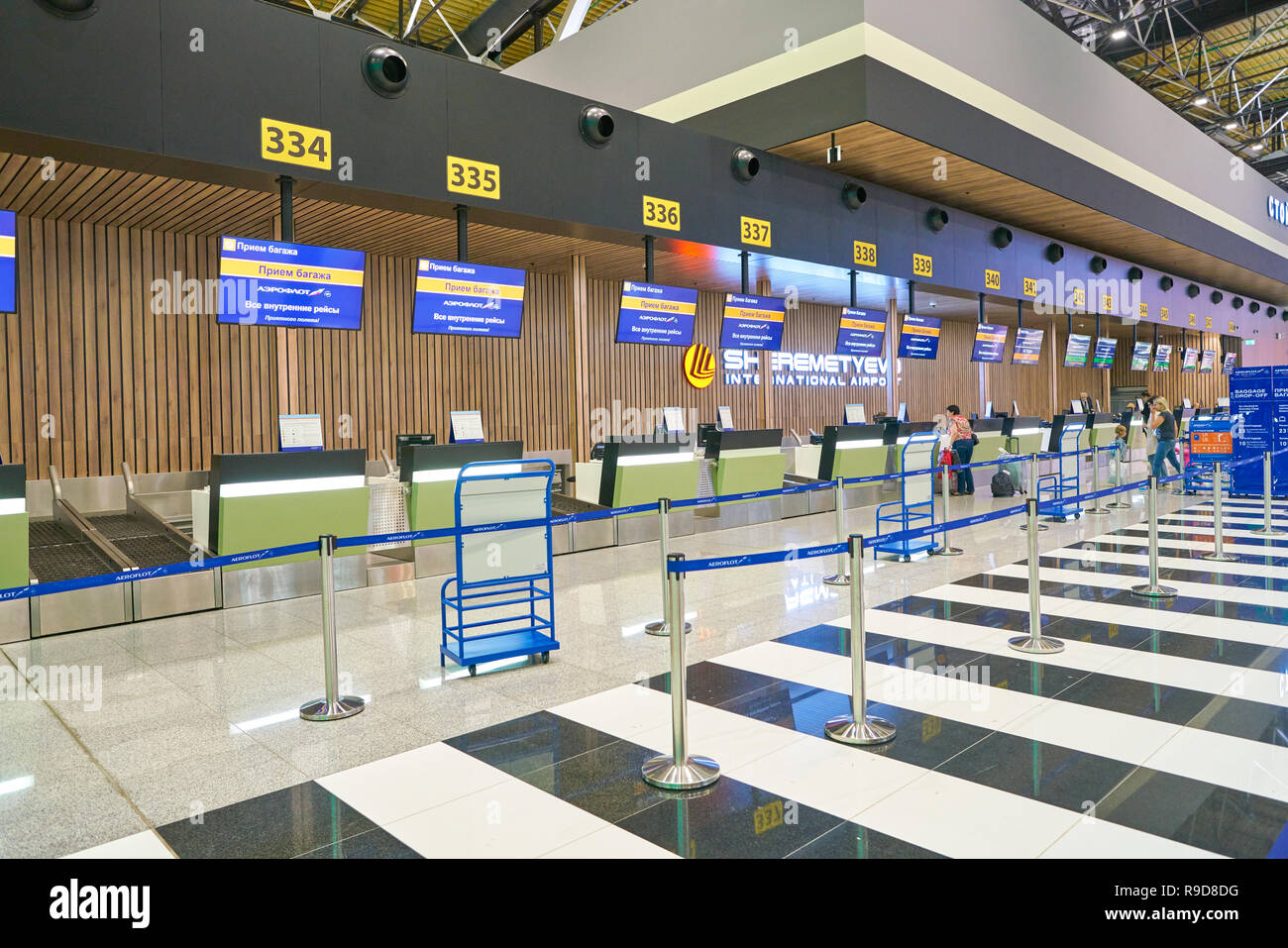 MOSCOW, RUSSIA - CIRCA JULY, 2018: economy class check-in area in ...