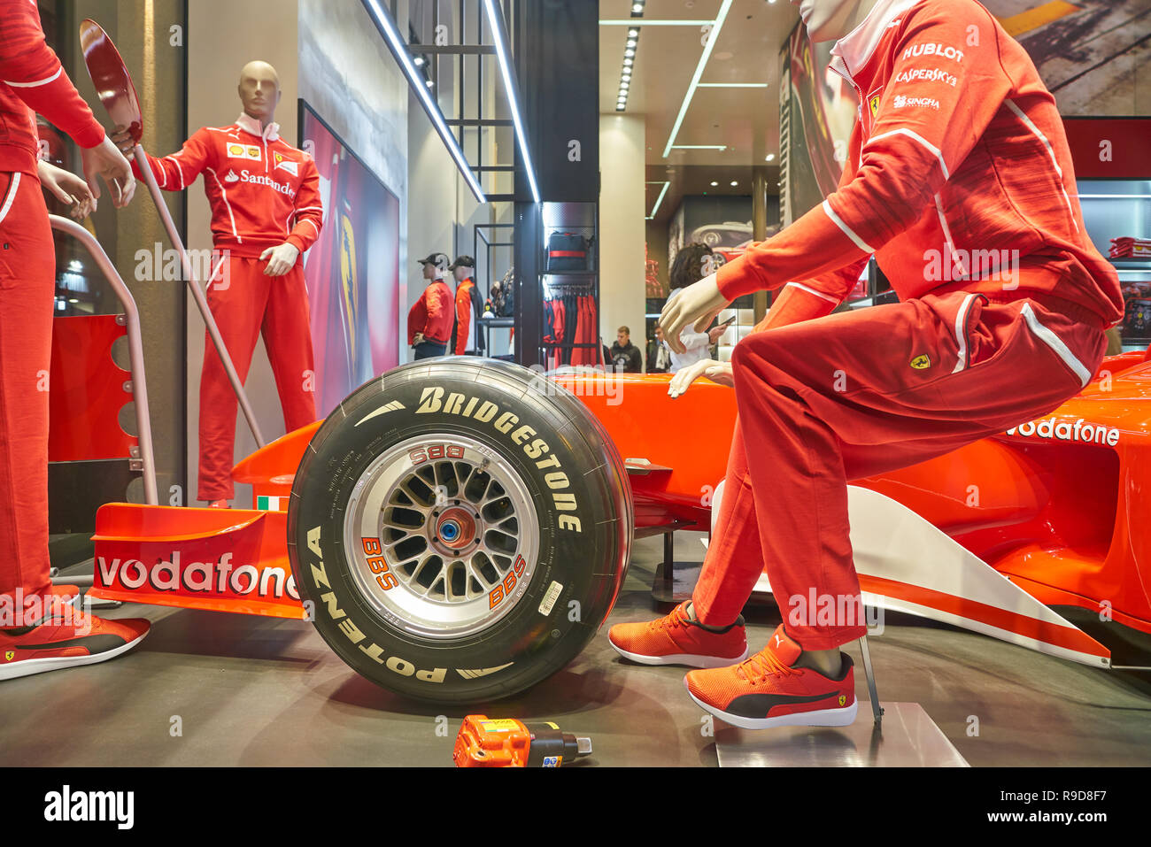 MILAN, ITALY - CIRCA NOVEMBER, 2017: clouse up shot of F1 car at ...