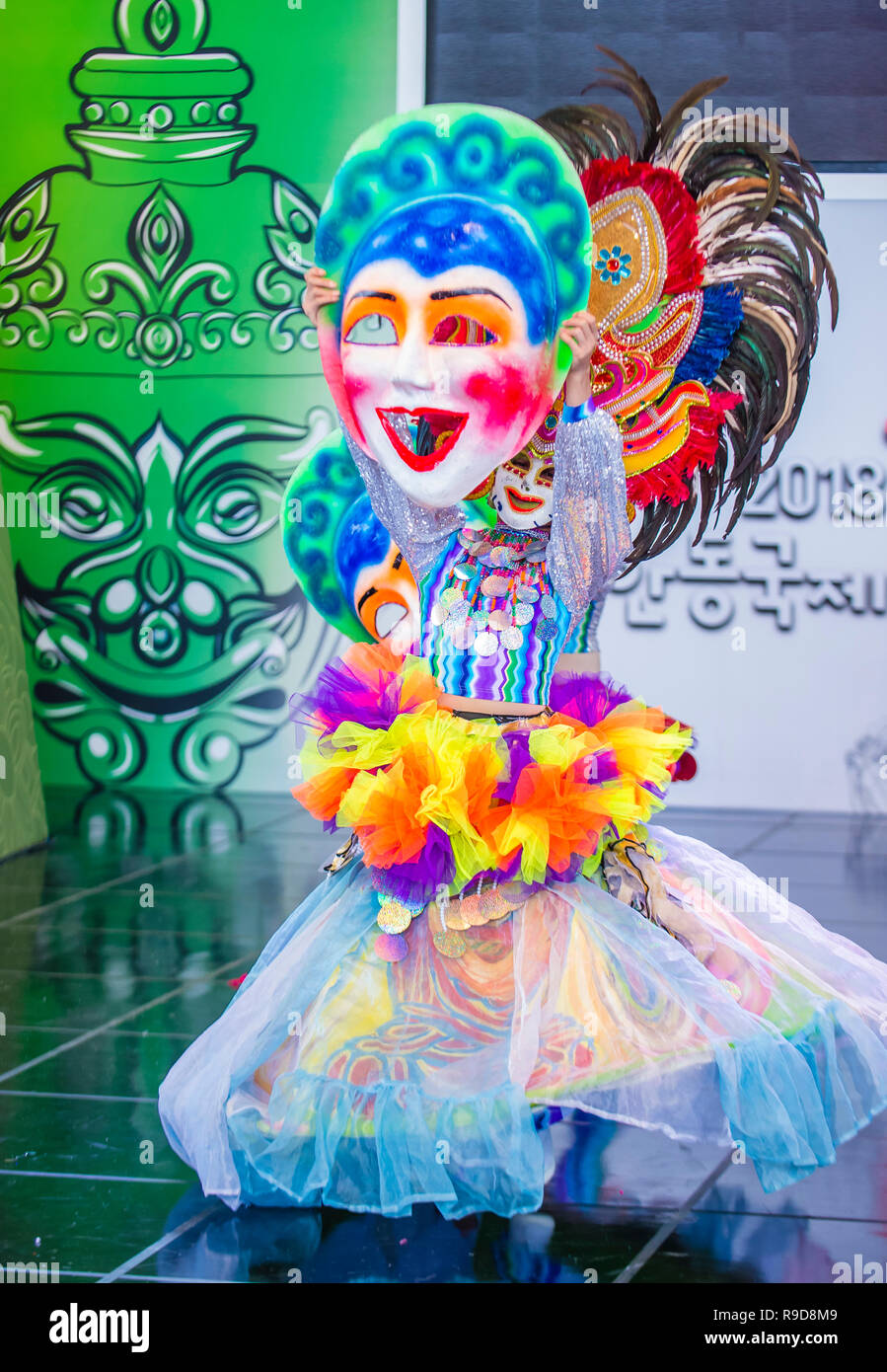 Filipino dancer from the Masskara festival of Bacolod perform at the ...