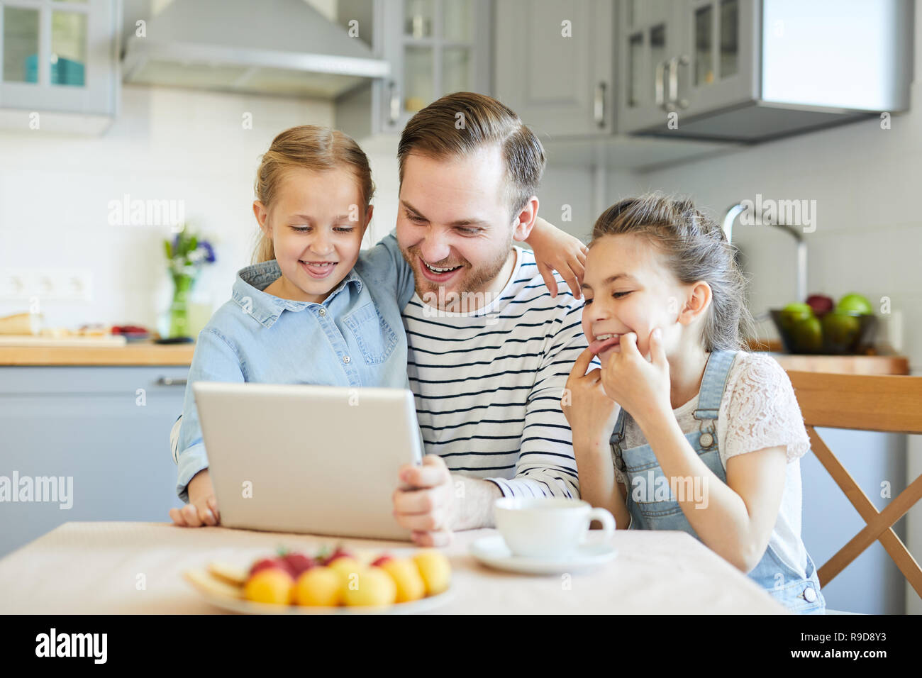 Excited child talking to parent hi-res stock photography and images - Alamy