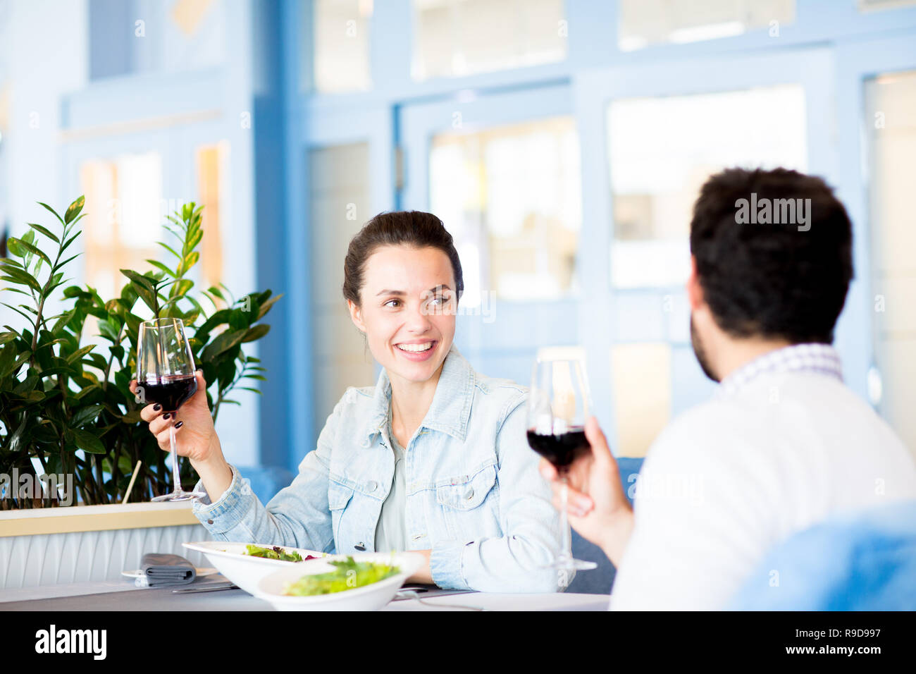 Talking by lunch Stock Photo - Alamy