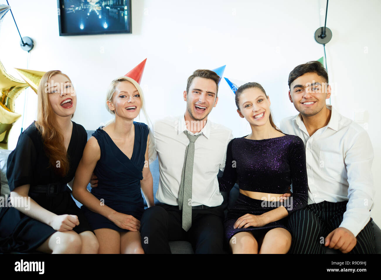 Enjoying birthday party Stock Photo - Alamy