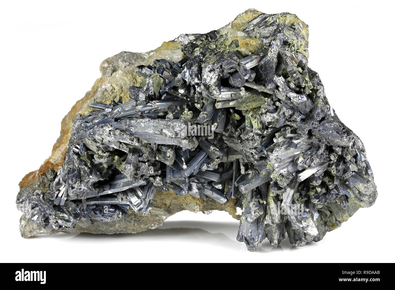 antimonite cluster from Kandandzhay, Kyrgyzstan isolated on white ...