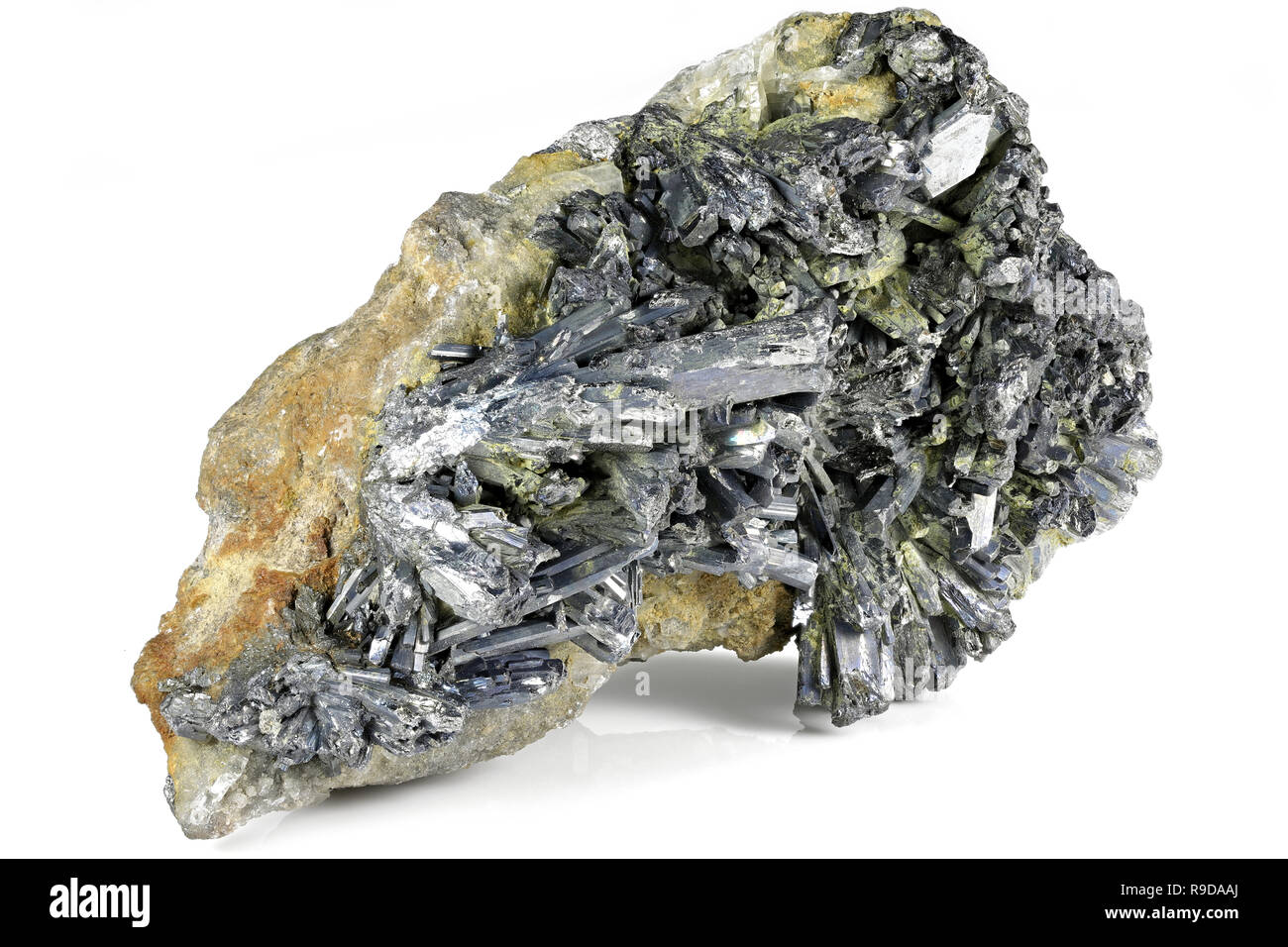 antimonite cluster from Kandandzhay, Kyrgyzstan isolated on white ...