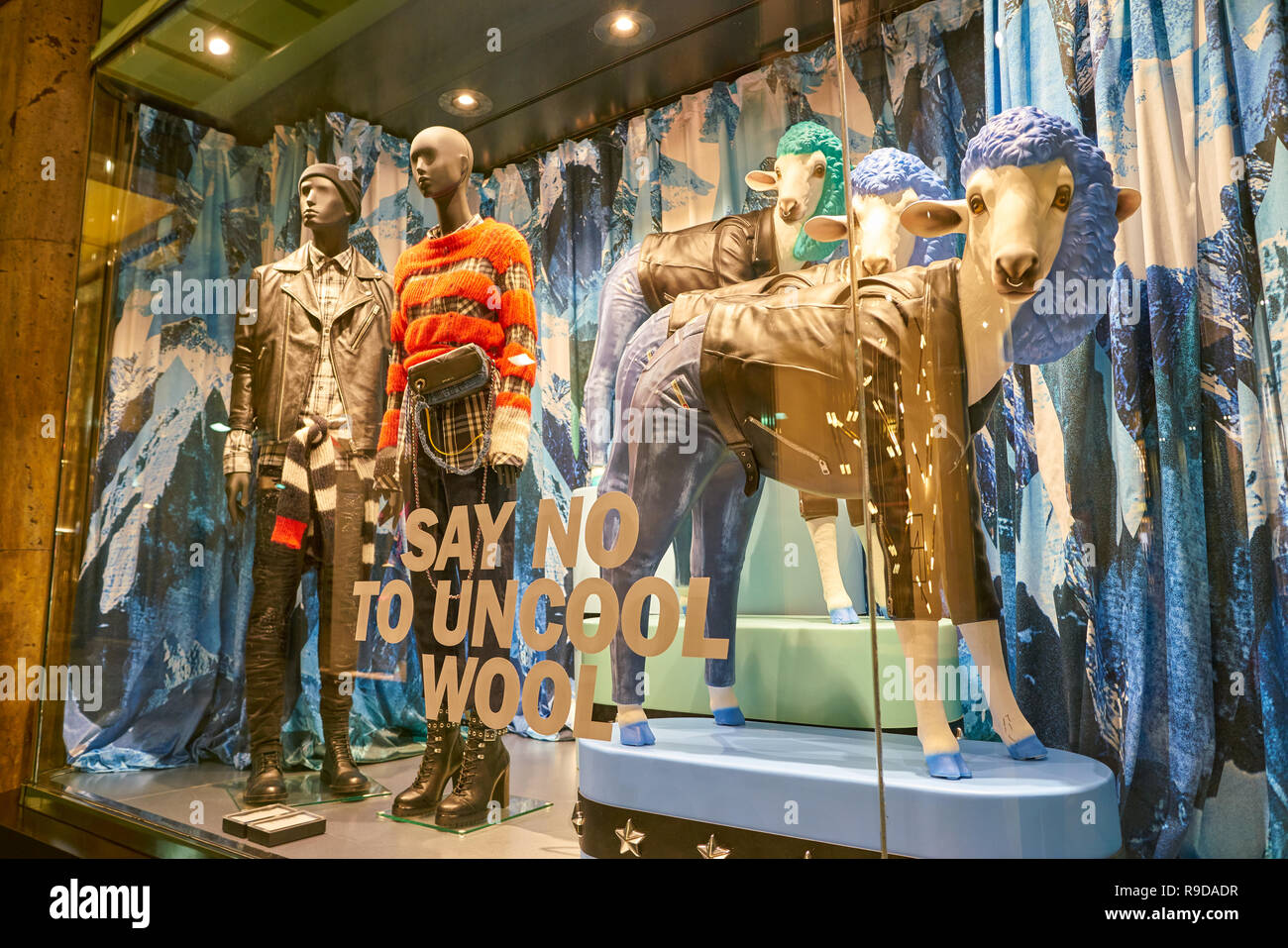 MILAN, ITALY - CIRCA NOVEMBER, 2017: shop window display of clothing at ...