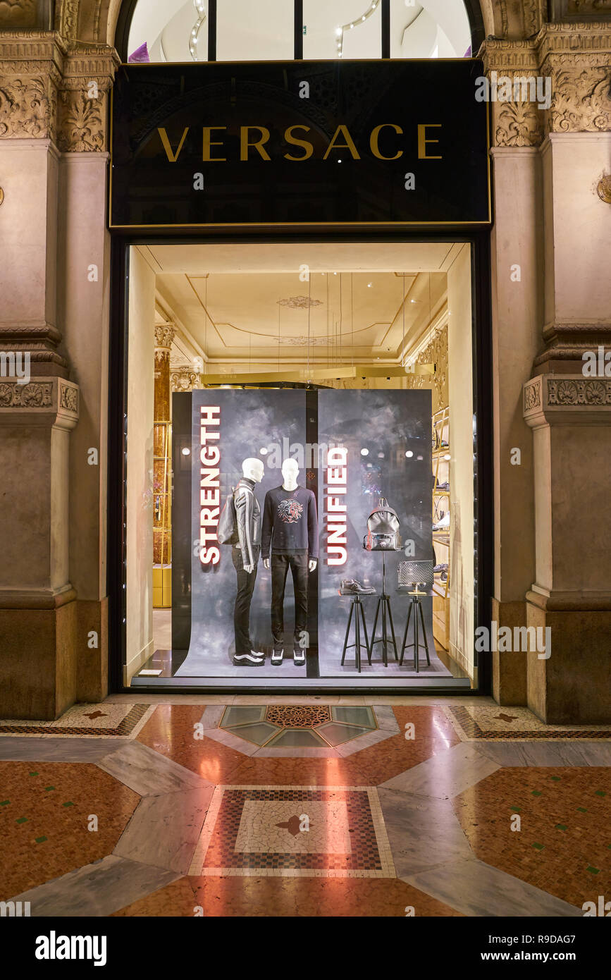 MILAN, ITALY - CIRCA NOVEMBER, 2017: a window display at Versace store ...