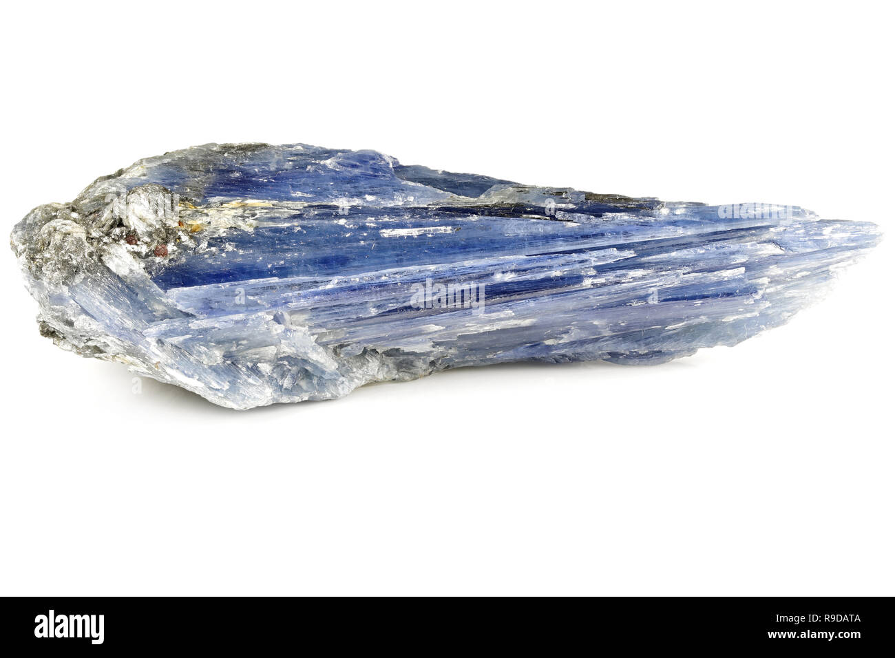 blue kyanite with quartz from Cepelinha, Brazil isolated on white ...
