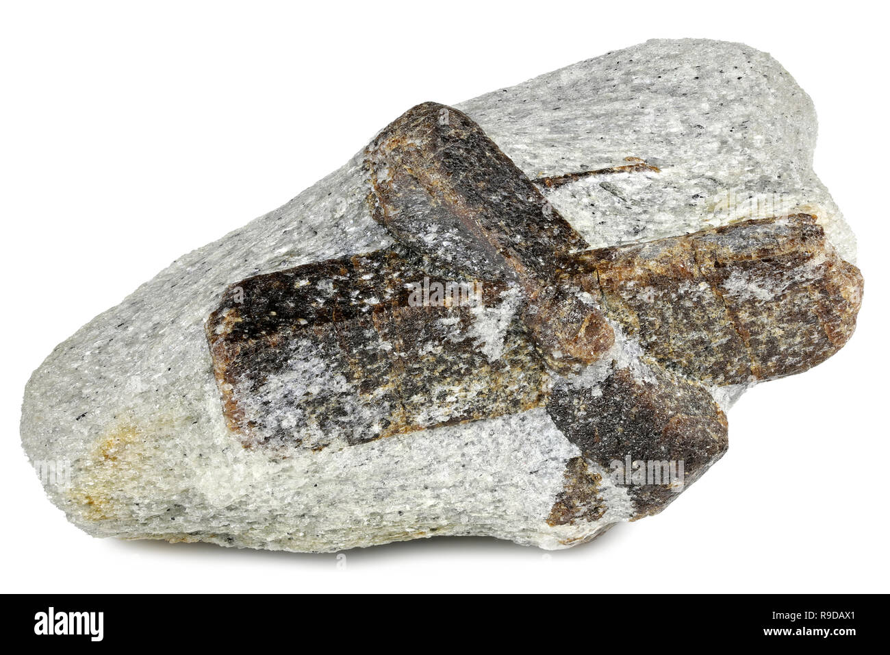 staurolite (fairy cross) from Pestsovye Keivy, Russia isolated on white ...