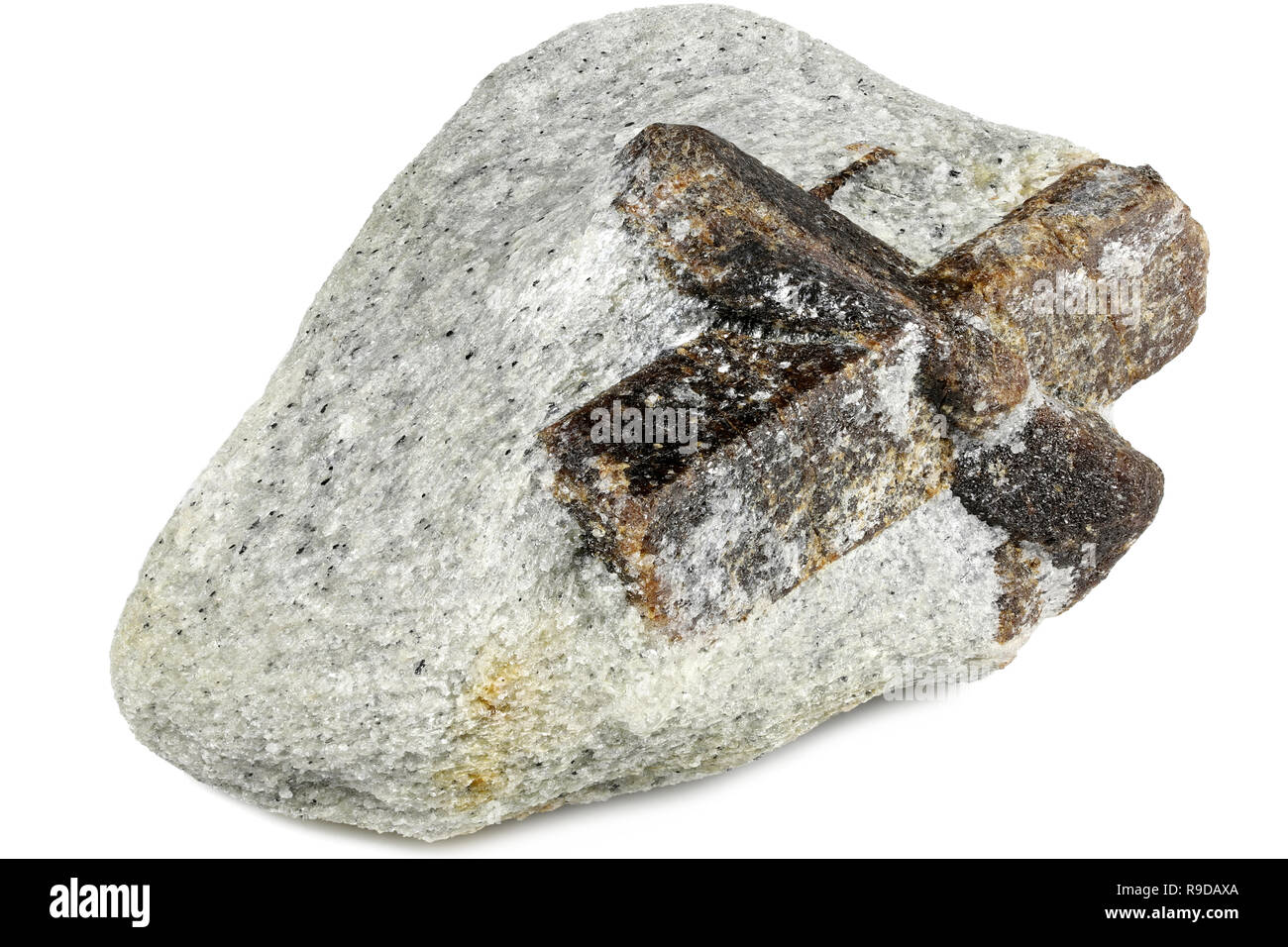 staurolite (fairy cross) from Pestsovye Keivy, Russia isolated on white ...