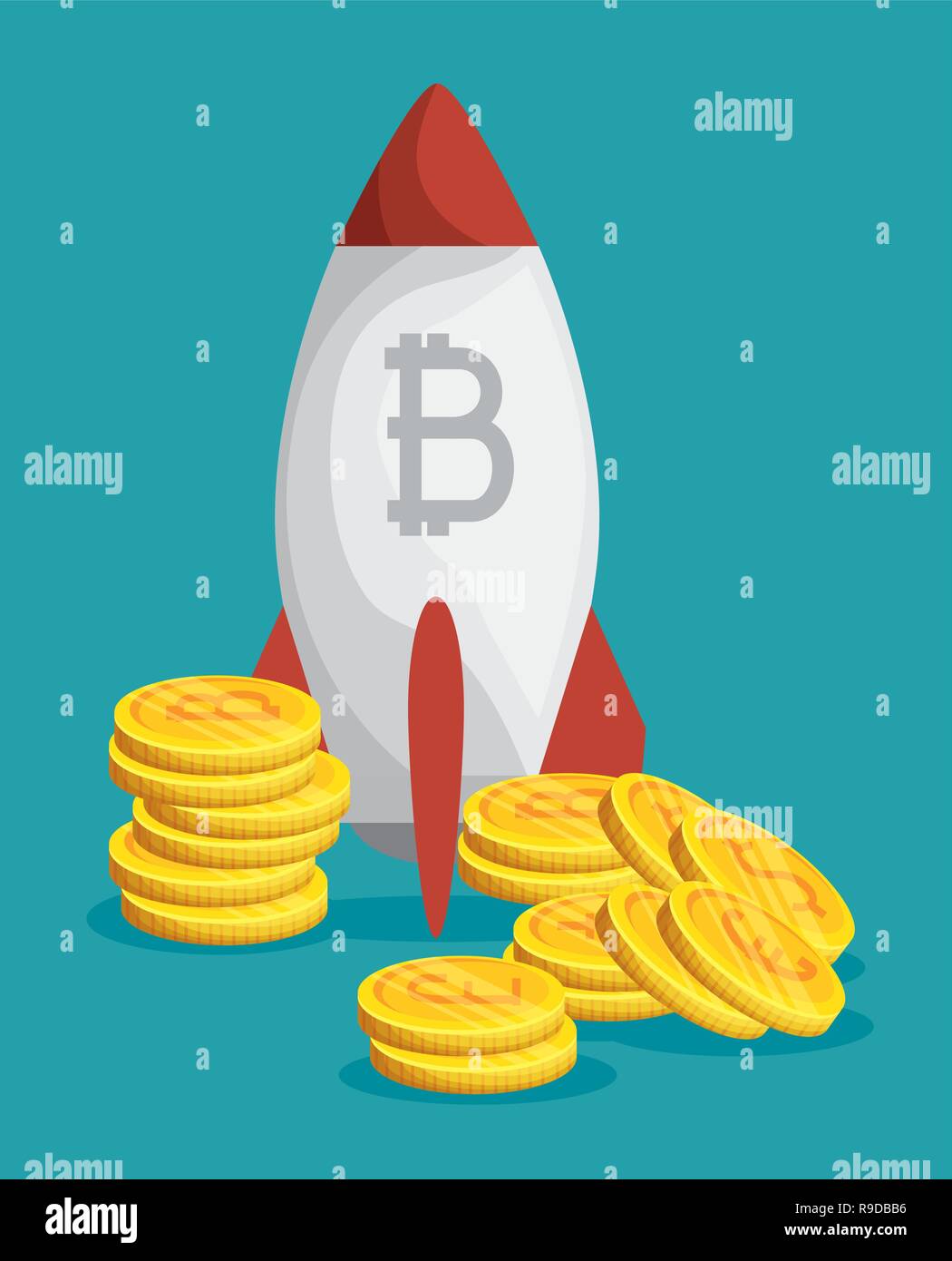 bitcoin digital financial currency with rocket Stock Vector Image & Art ...