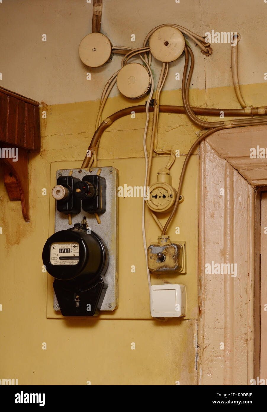 Kovrov, Russia. 25 October 2015. Electric meter and electrical unit in ...