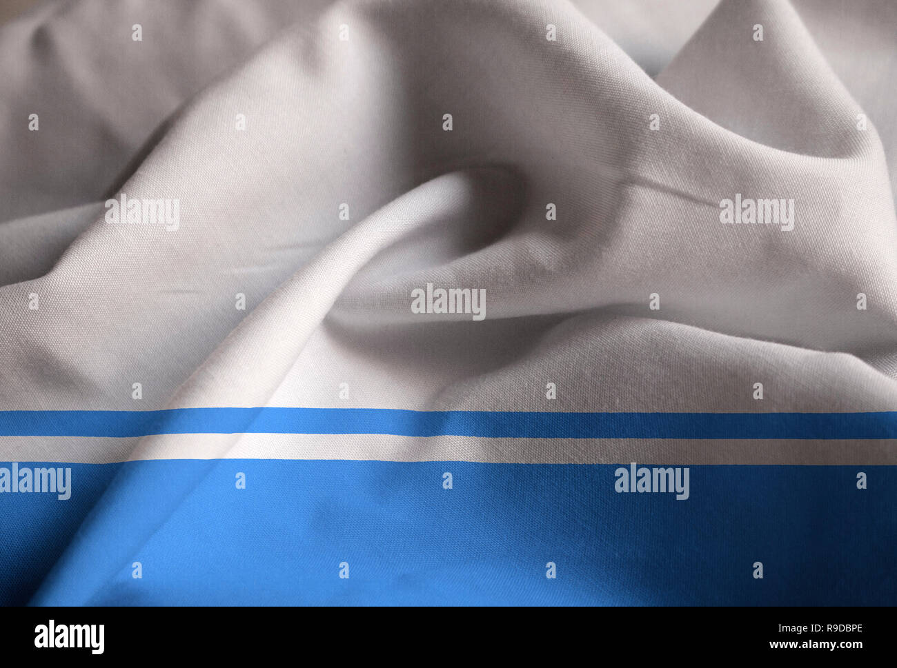 Closeup of Ruffled Altai Republic Flag, Altai Republic Flag Blowing in ...