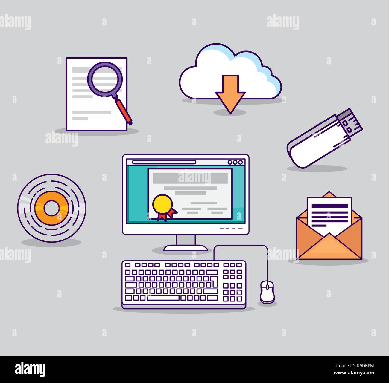 computer technology with usb and certicate diploma Stock Vector Image ...