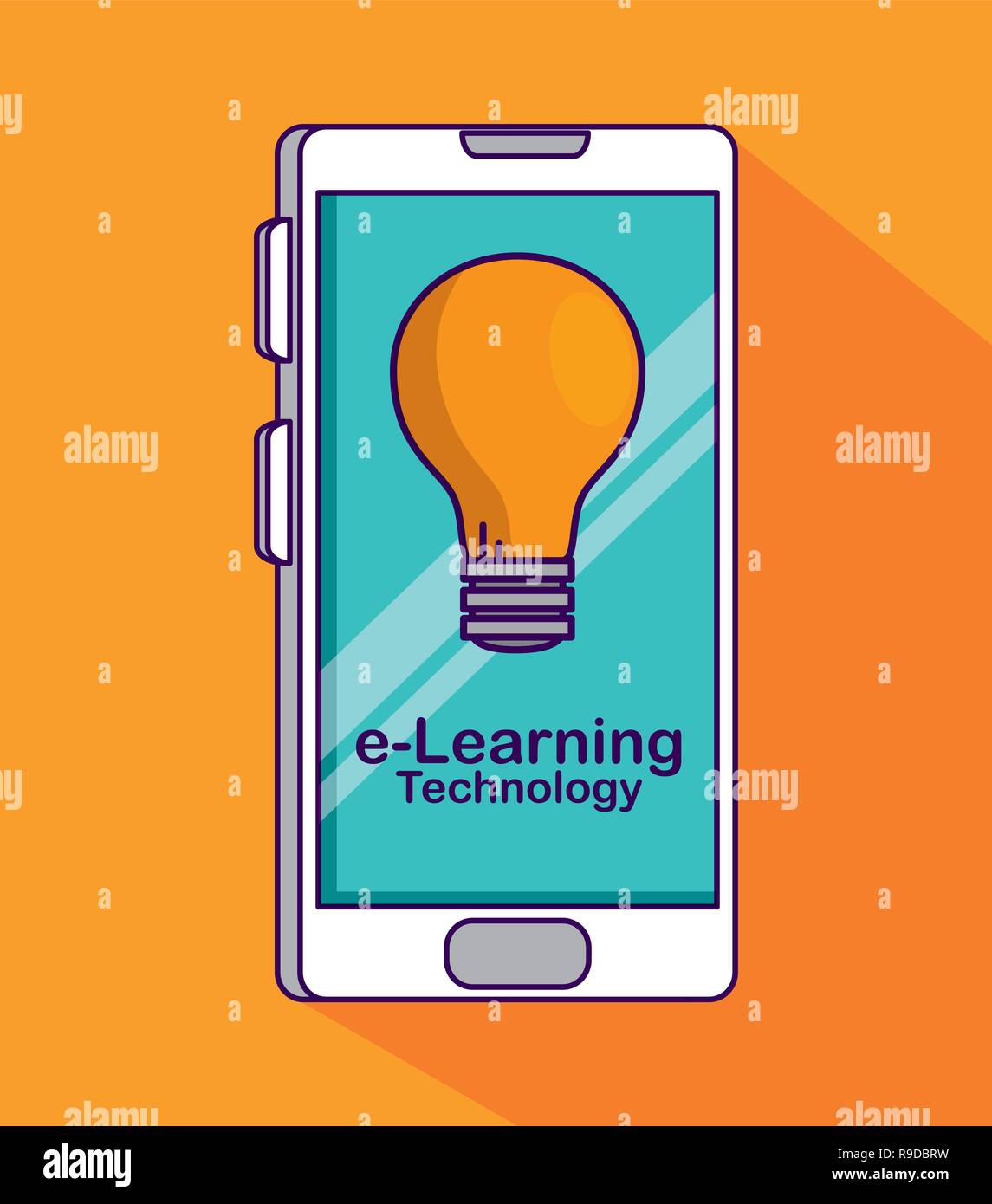 smartphone technology with elearning bulb idea Stock Vector Image & Art - Alamy