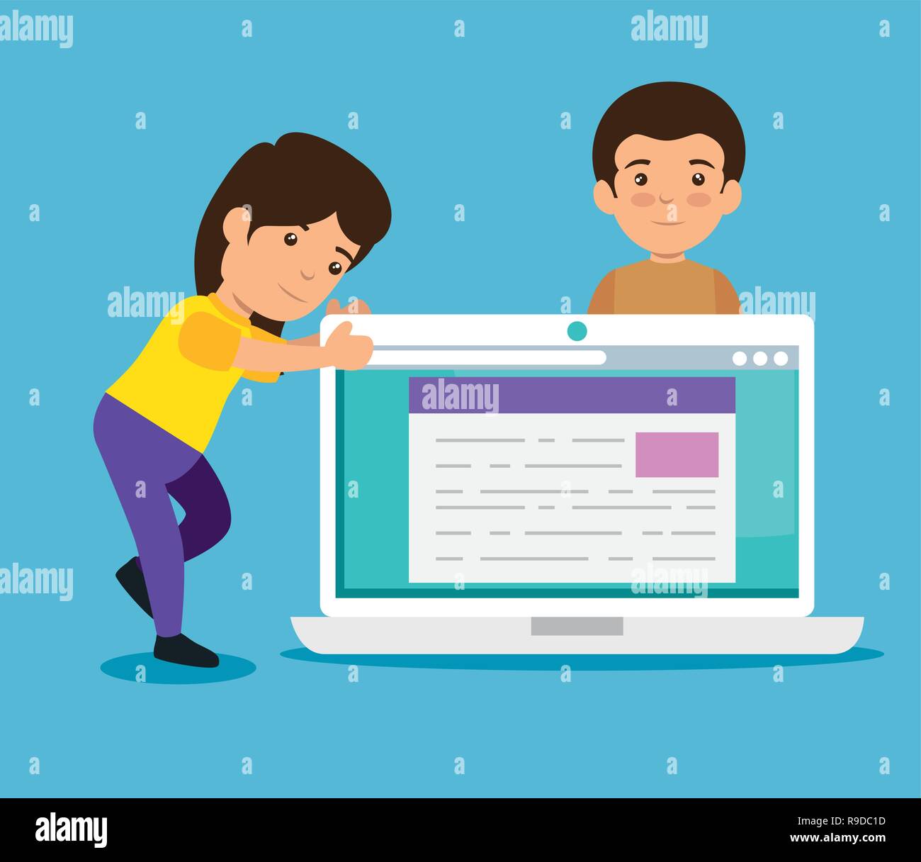 Children library computer Stock Vector Images - Alamy