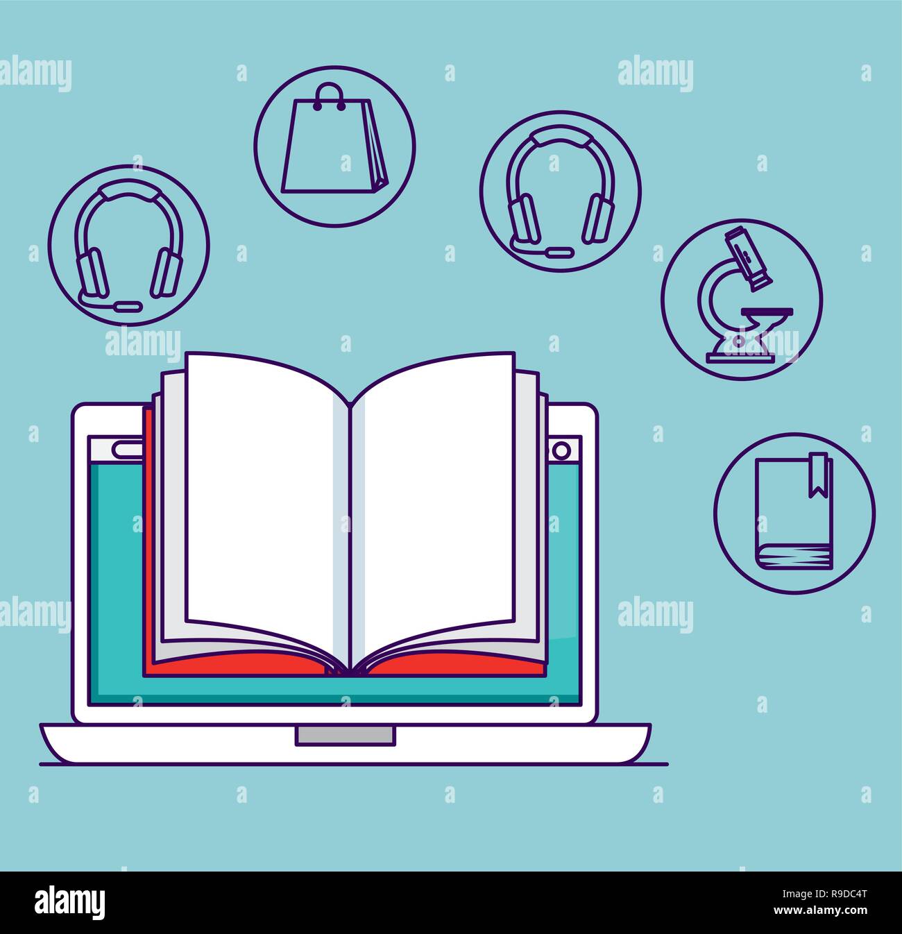 laptop technology with book and elearning education Stock Vector Image ...