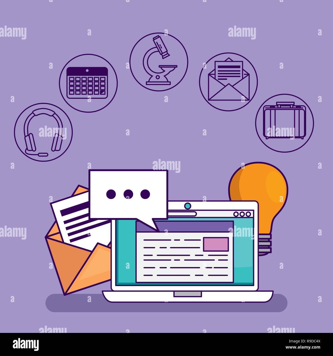 laptop technology with document and bulb idea Stock Vector Image & Art ...