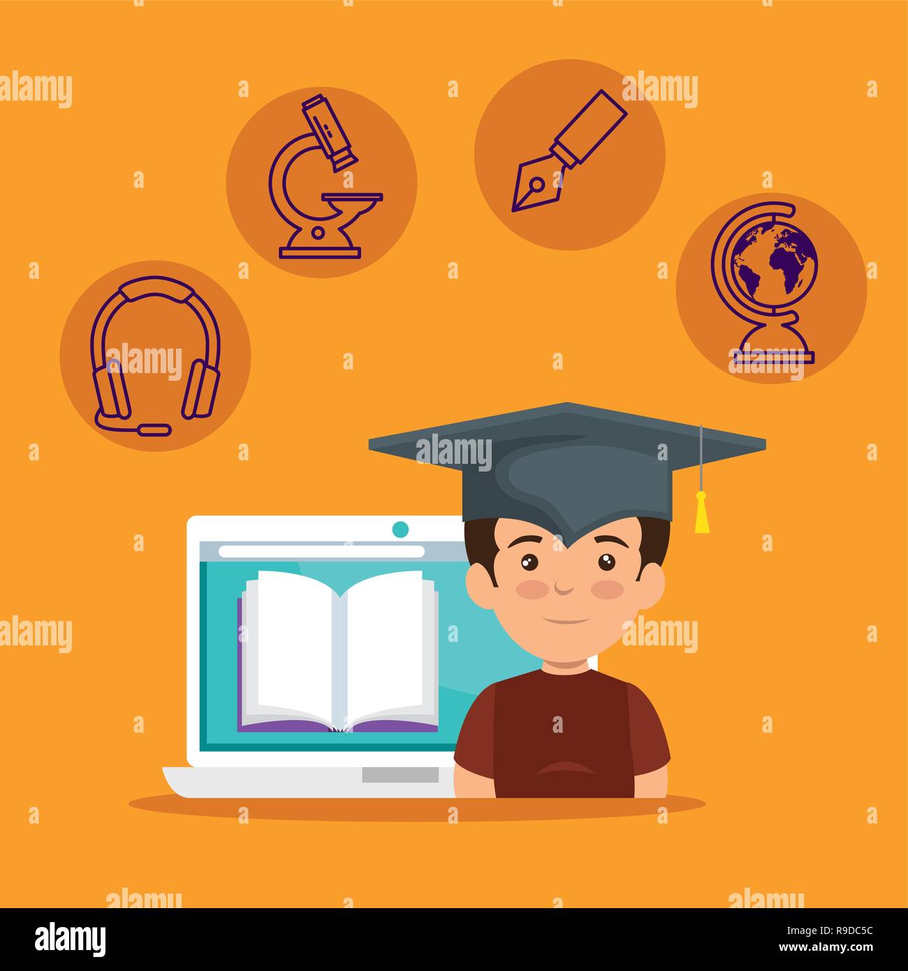 Boy wearing graduation cap Stock Vector Images - Alamy