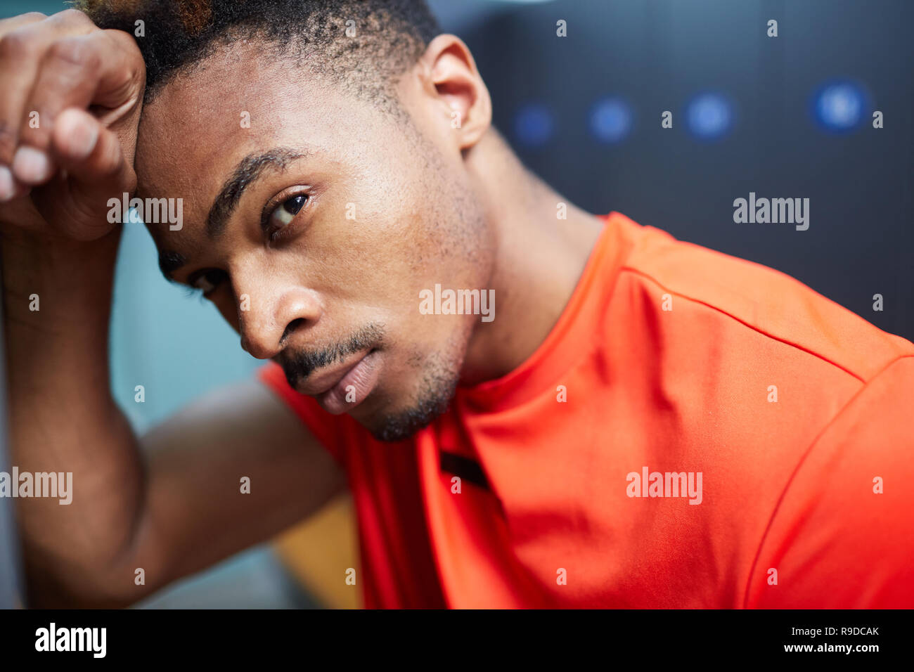 Tired soccer player Stock Photo - Alamy