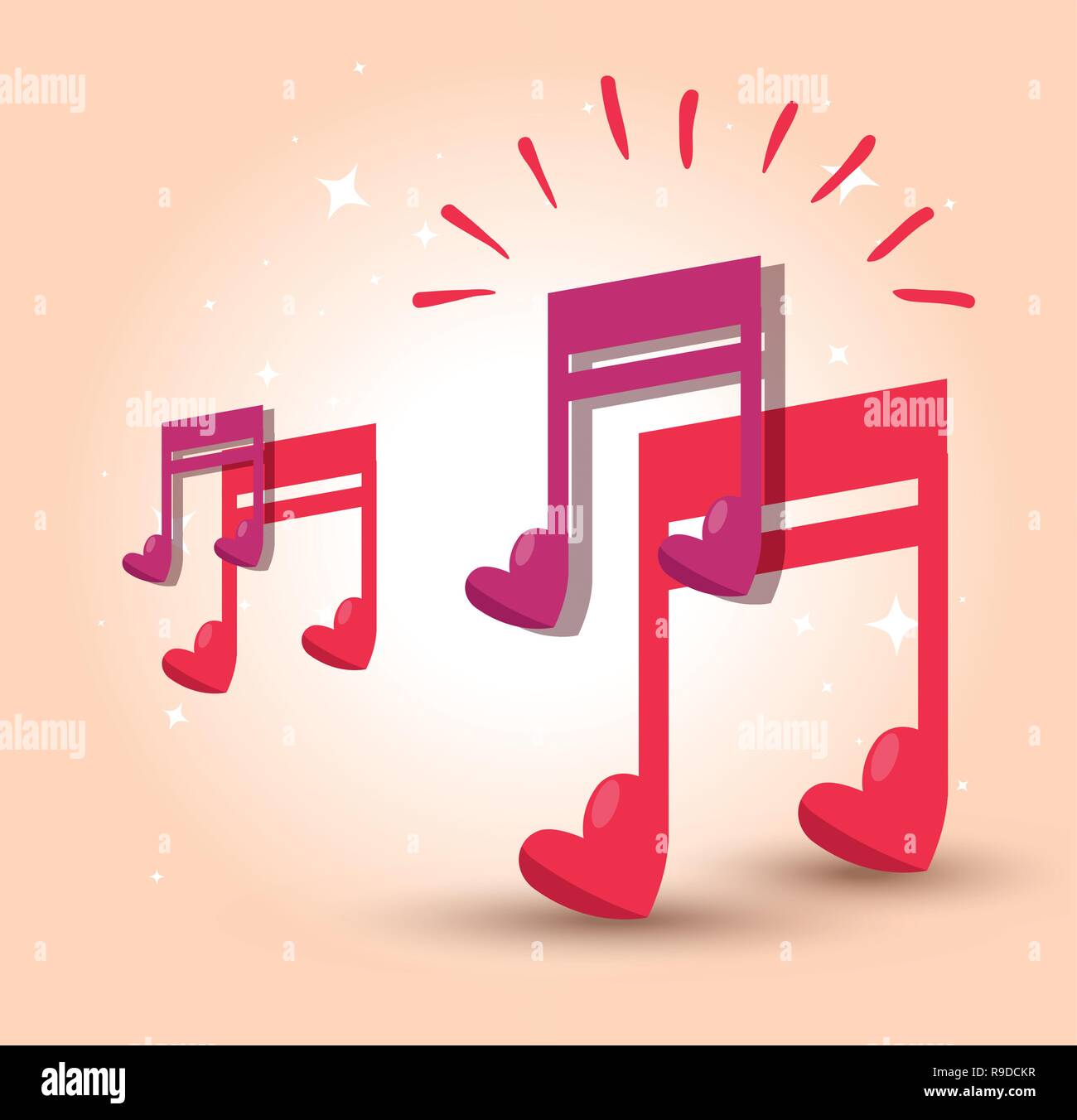 musical note with heart to rhythm sound Stock Vector Image & Art - Alamy