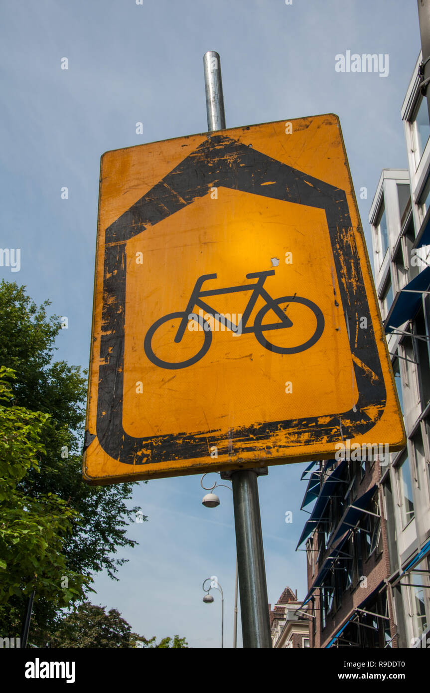 bike traffic sign, amsterdam, netherlands Stock Photo - Alamy