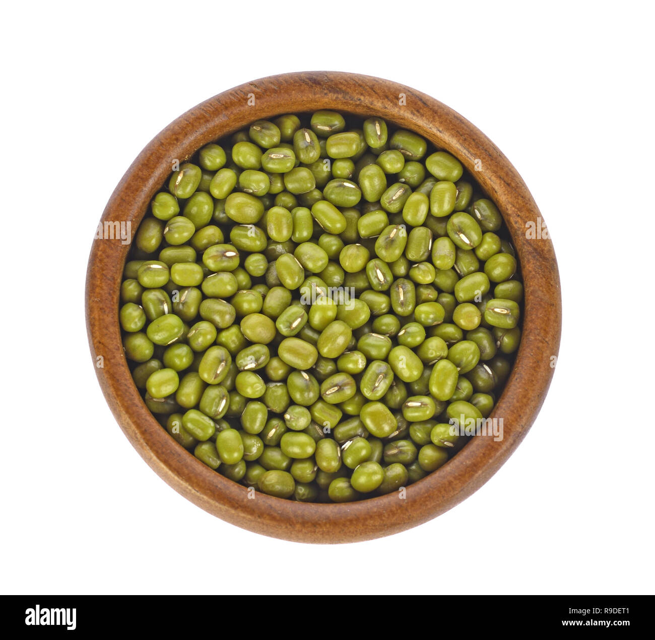 mung beans in wooden bowl isolated on white background Stock Photo - Alamy