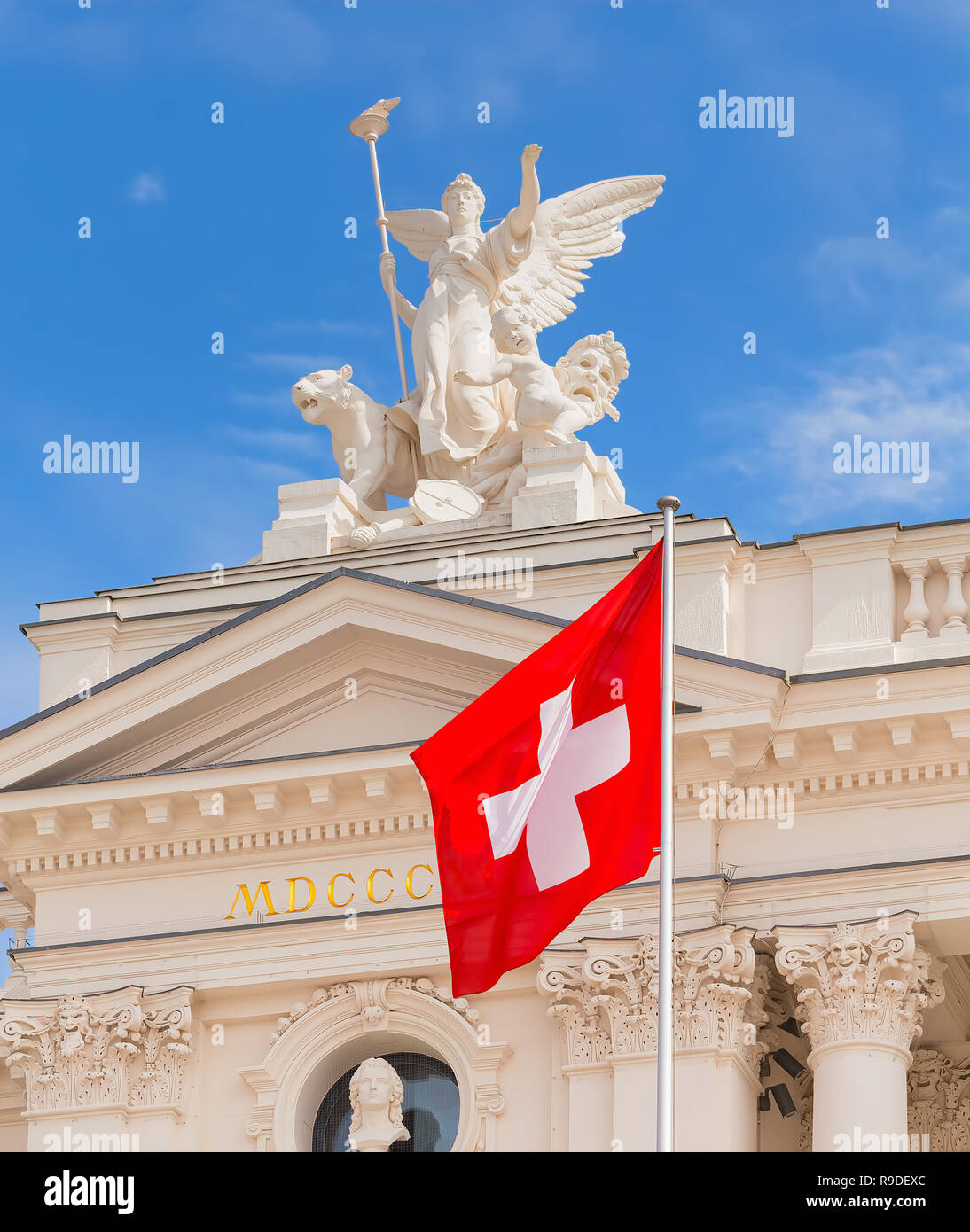 Zurich, Switzerland - May 25, 2016: upper part of the Zurich Opera ...