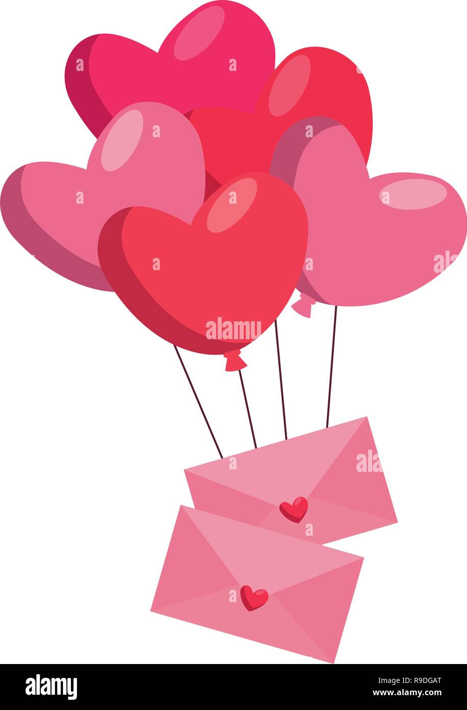 Heart shaped party balloons with envelopes Stock Vector Image & Art - Alamy