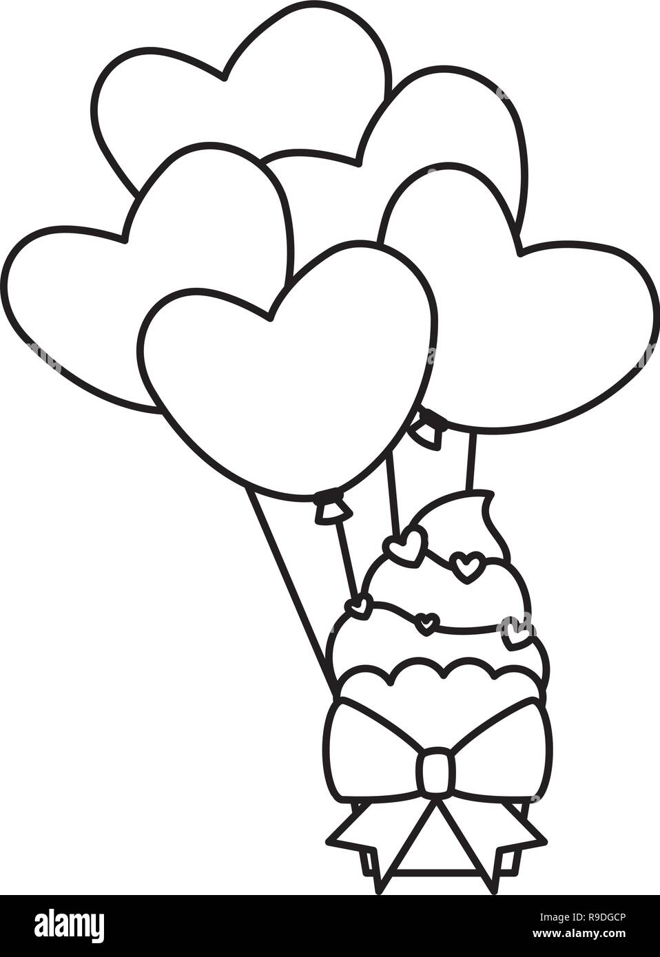 heart shaped party balloons with cupcake Stock Vector Image & Art - Alamy