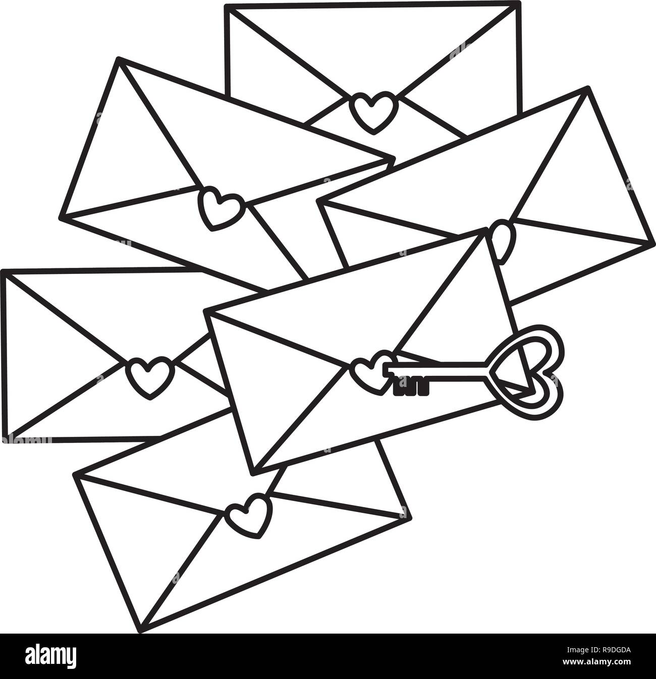 envelopes with hearts and key Stock Vector Image & Art - Alamy