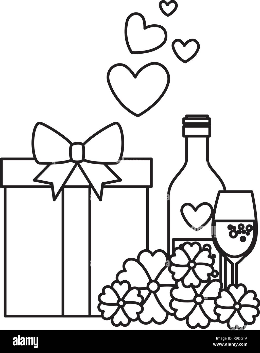 Present gift box drink Black and White Stock Photos & Images - Alamy