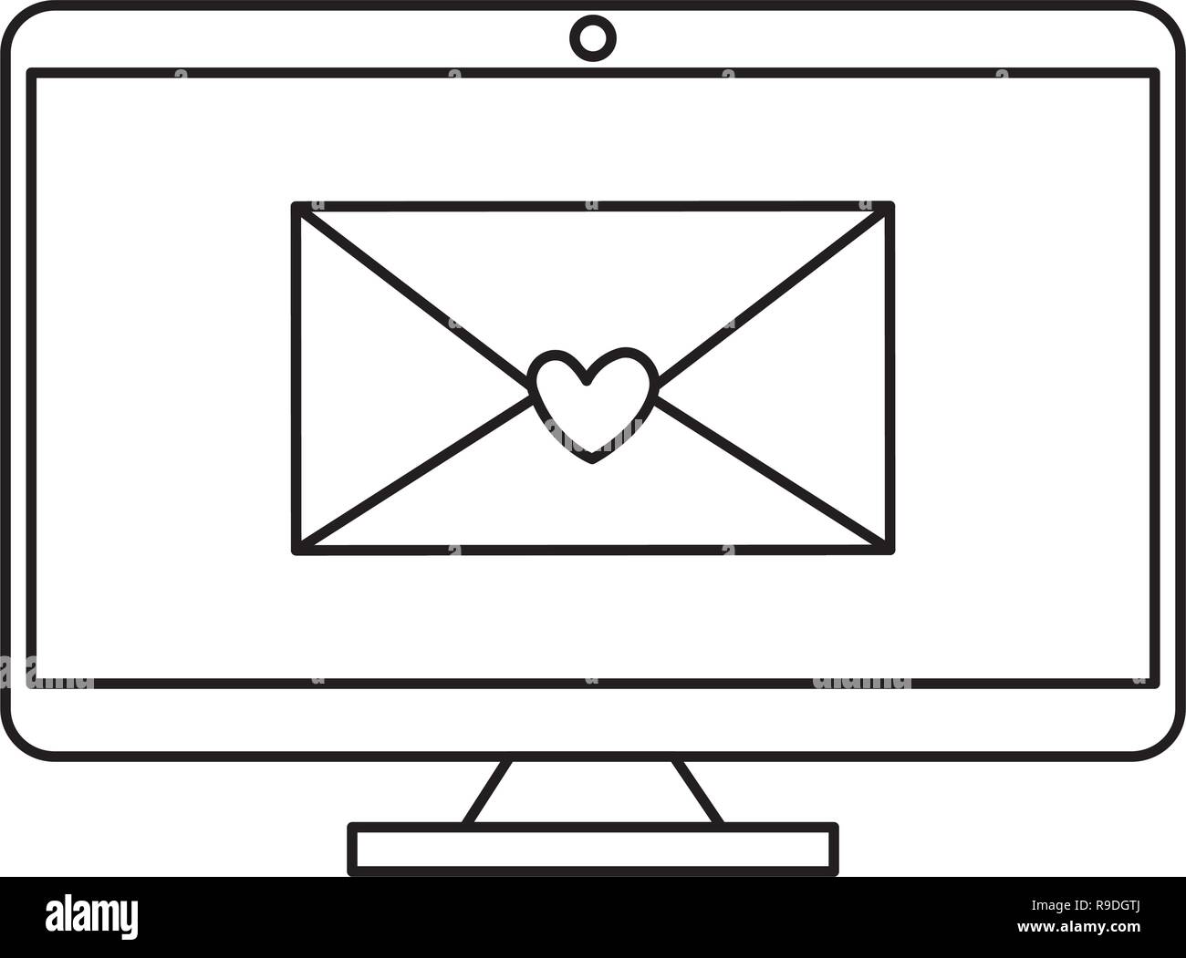 envelope with heart in computer Stock Vector Image & Art - Alamy