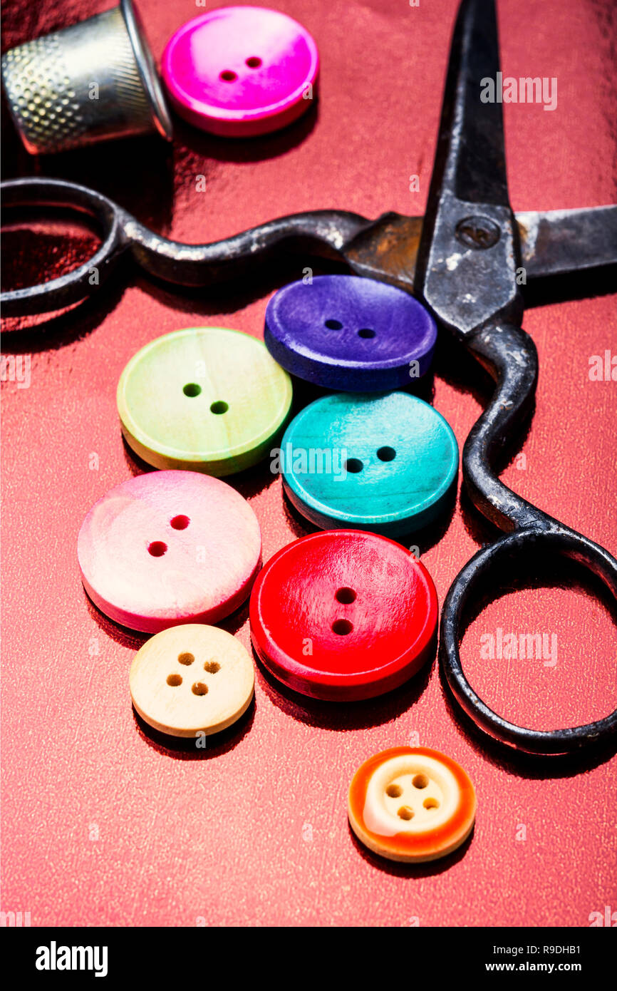 Bright assorted sewing buttons in mix colors Stock Photo - Alamy