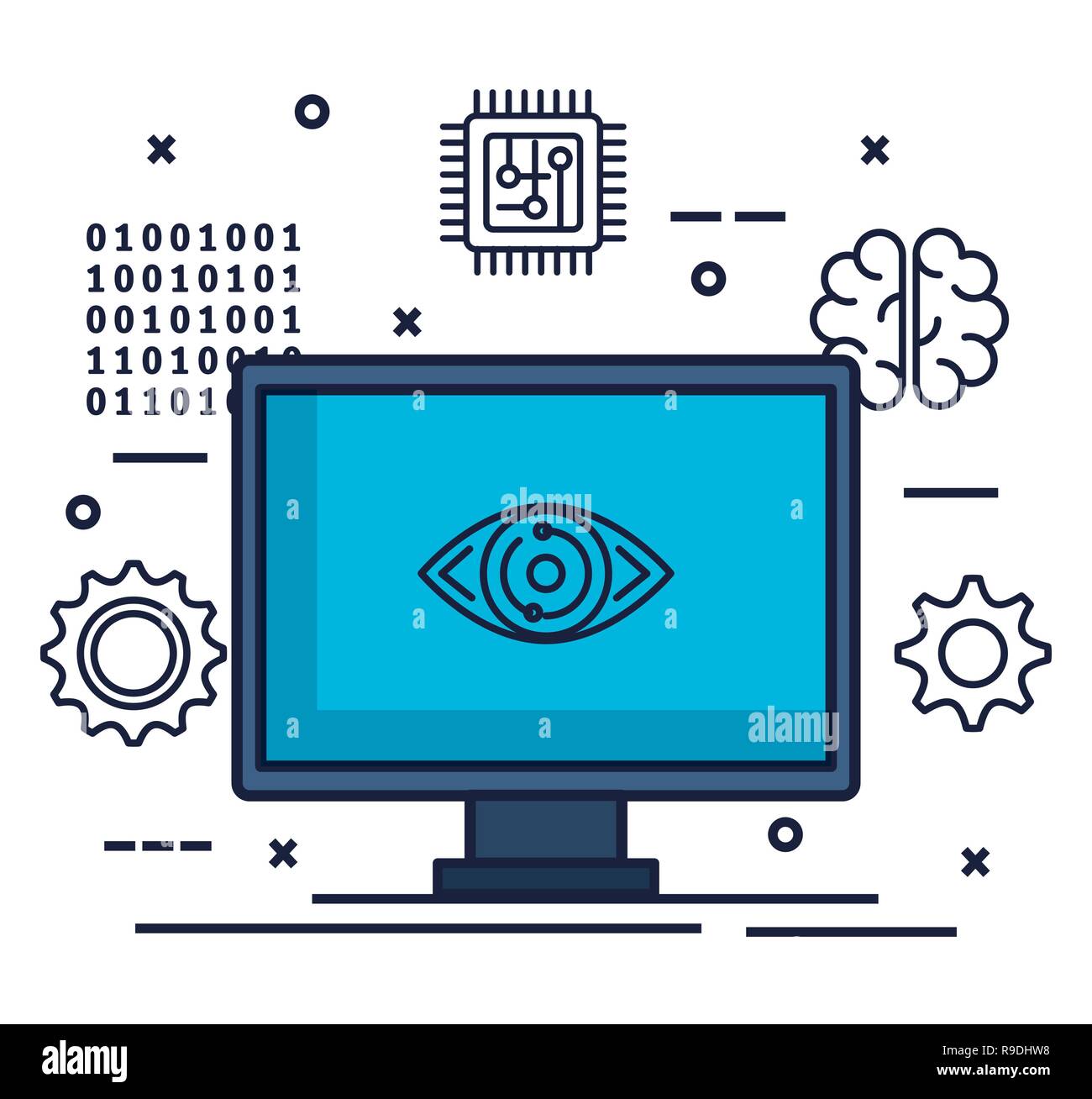 computer with artificial intelligence icons Stock Vector Image & Art ...