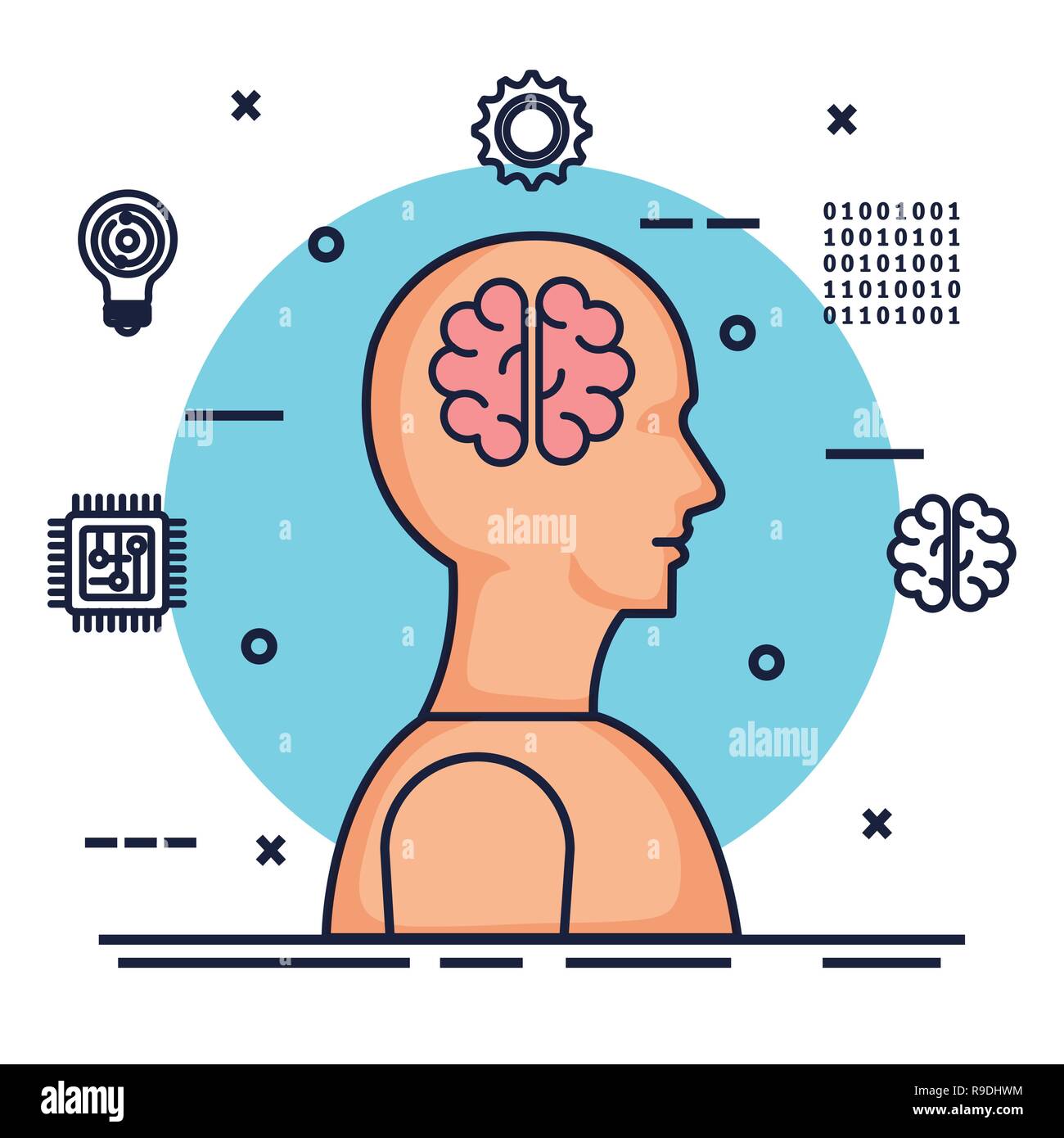 human profile artificial intelligence icons Stock Vector Image & Art ...