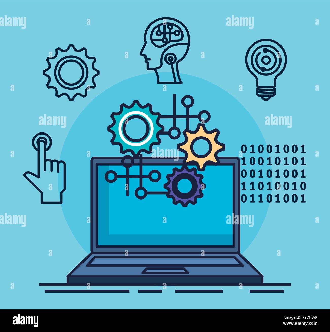 laptop with artificial intelligence icons Stock Vector Image & Art - Alamy