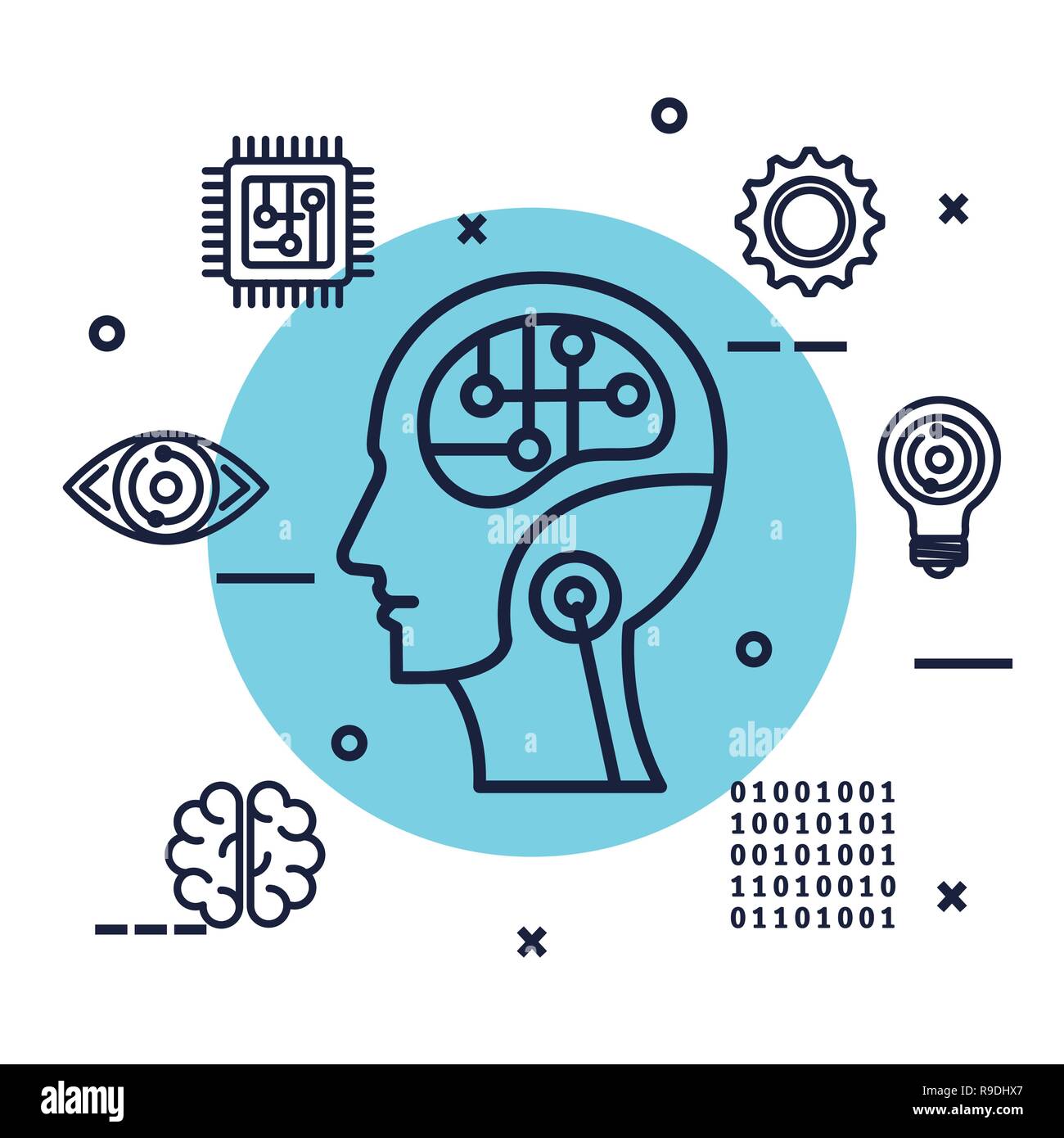 robotic profile artificial intelligence icons Stock Vector Image & Art ...