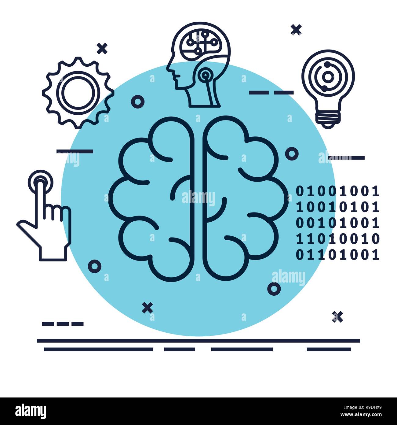 brain with artificial intelligence icons Stock Vector Image & Art - Alamy