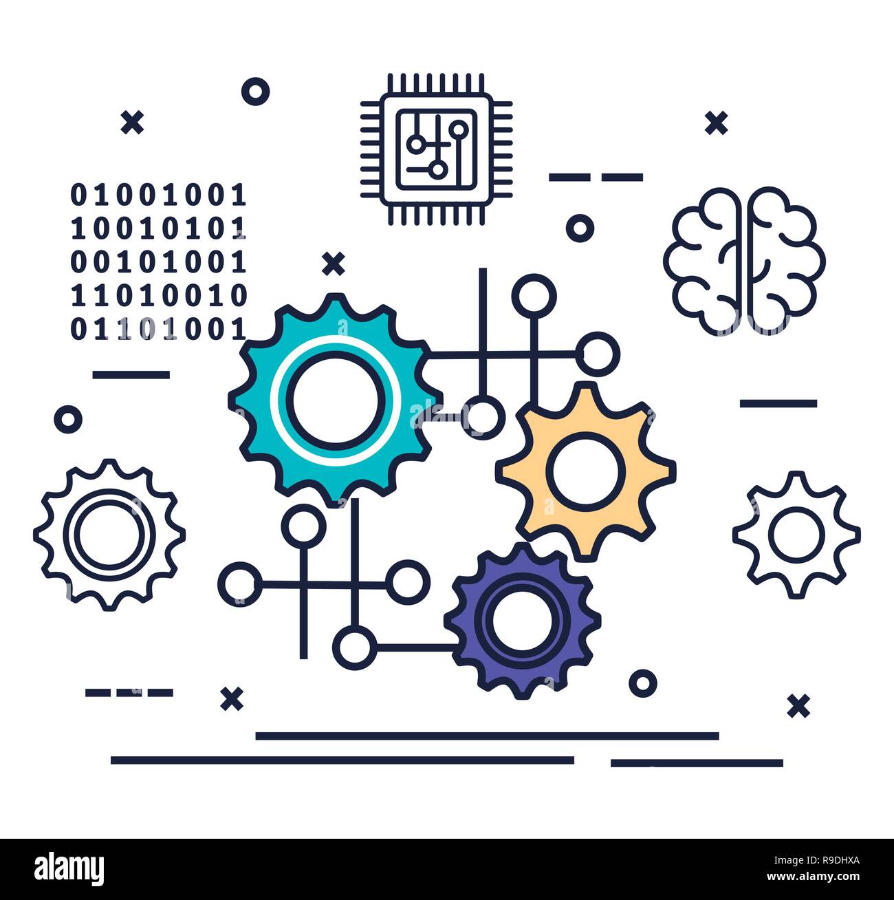 gears with artificial intelligence icons Stock Vector Image & Art - Alamy