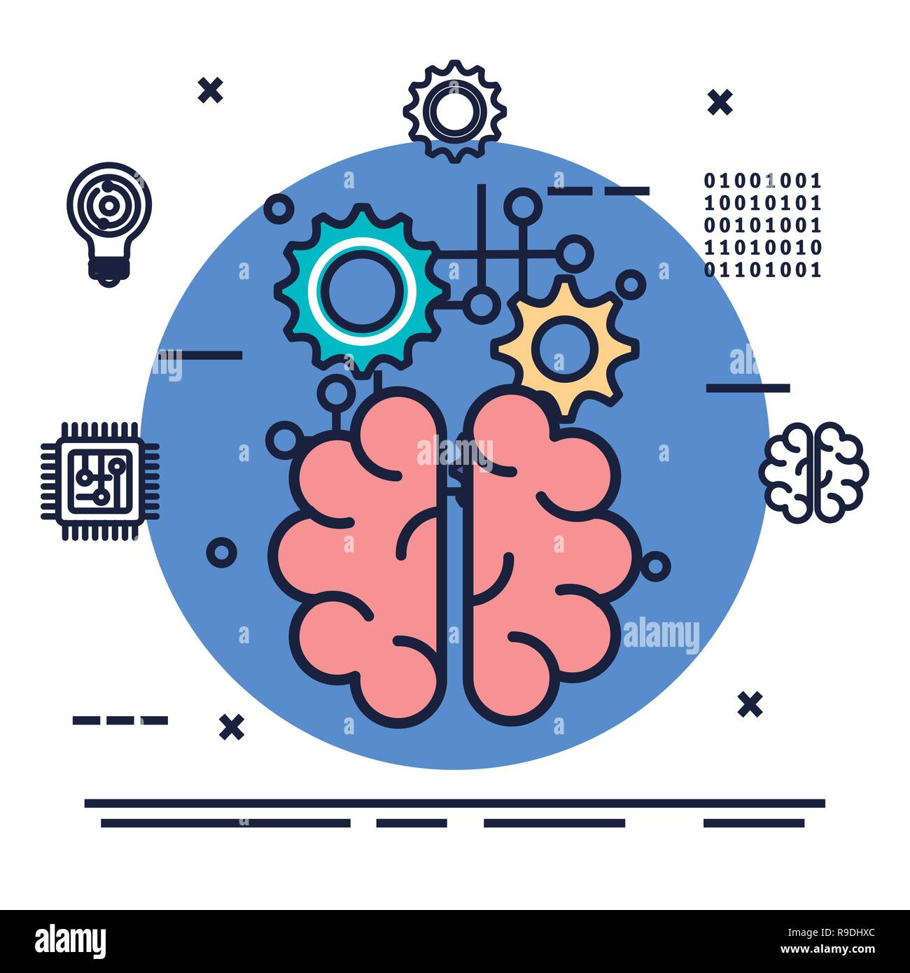 brain with artificial intelligence icons Stock Vector Image & Art - Alamy