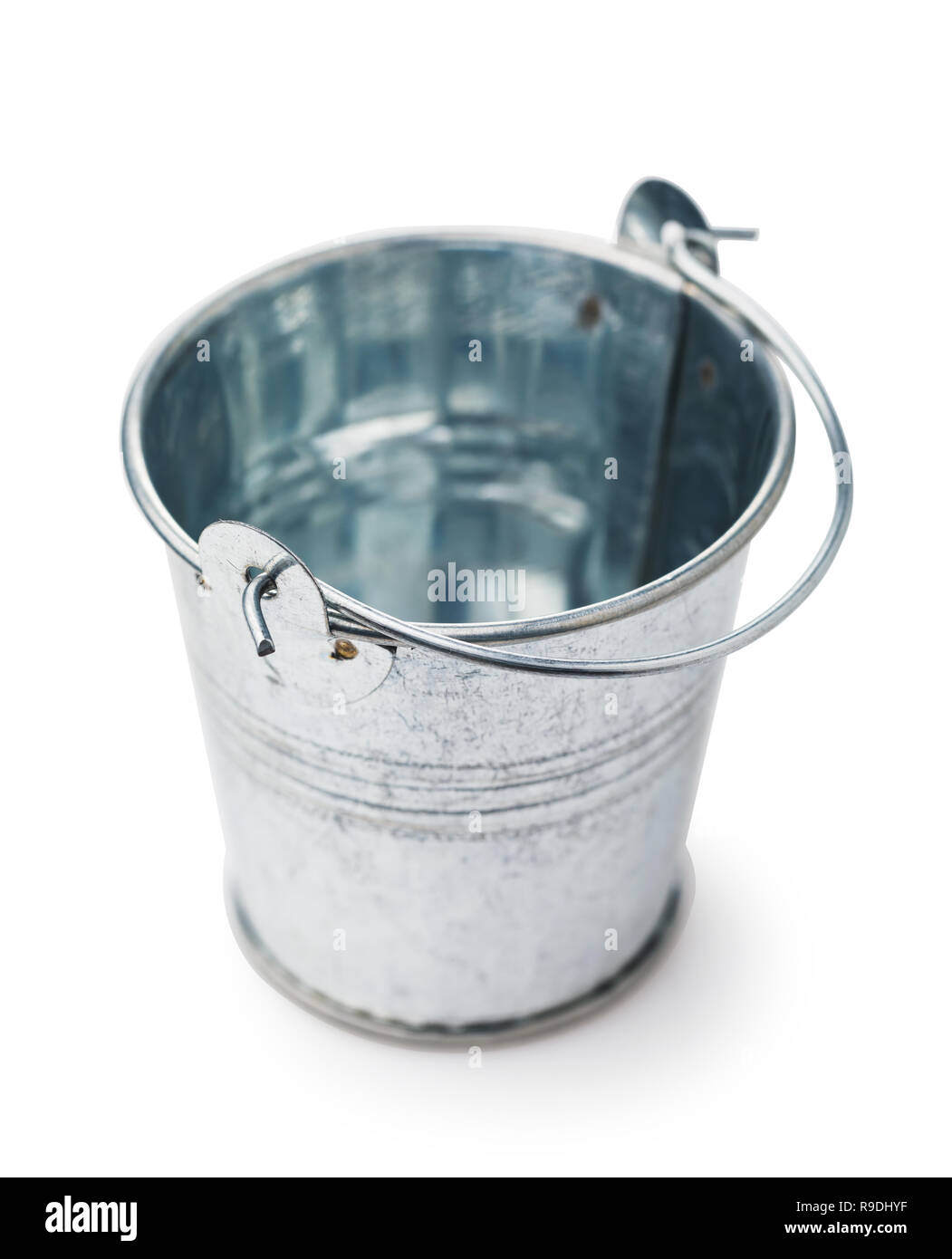 Empty metal bucket isolated on white background Stock Photo - Alamy