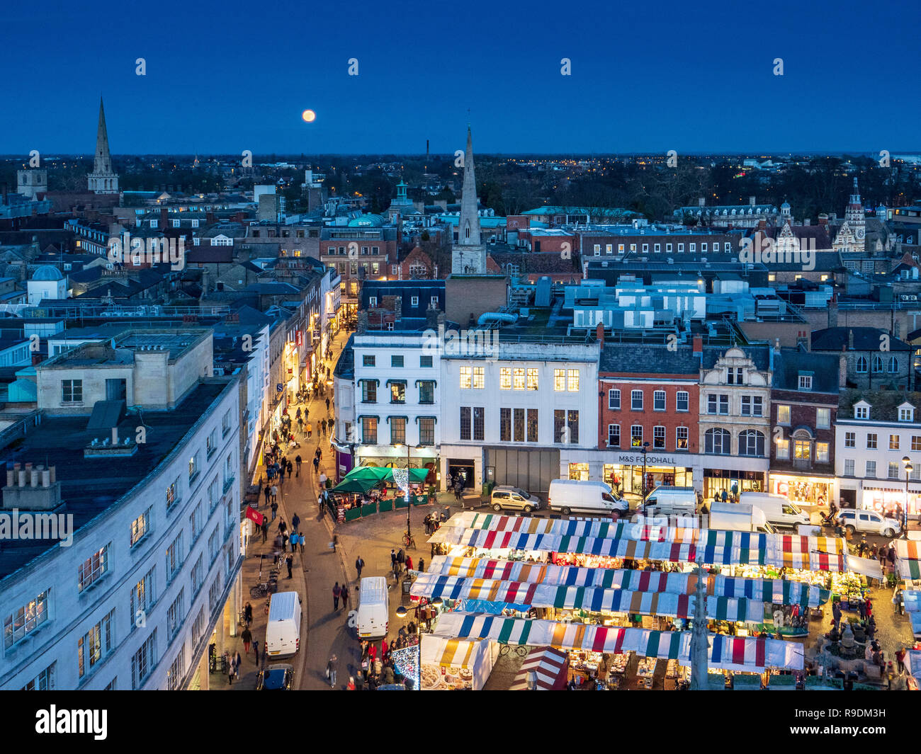 Cambridge at Night. Cambridge Market at Night, Full Moon Rising - a ...