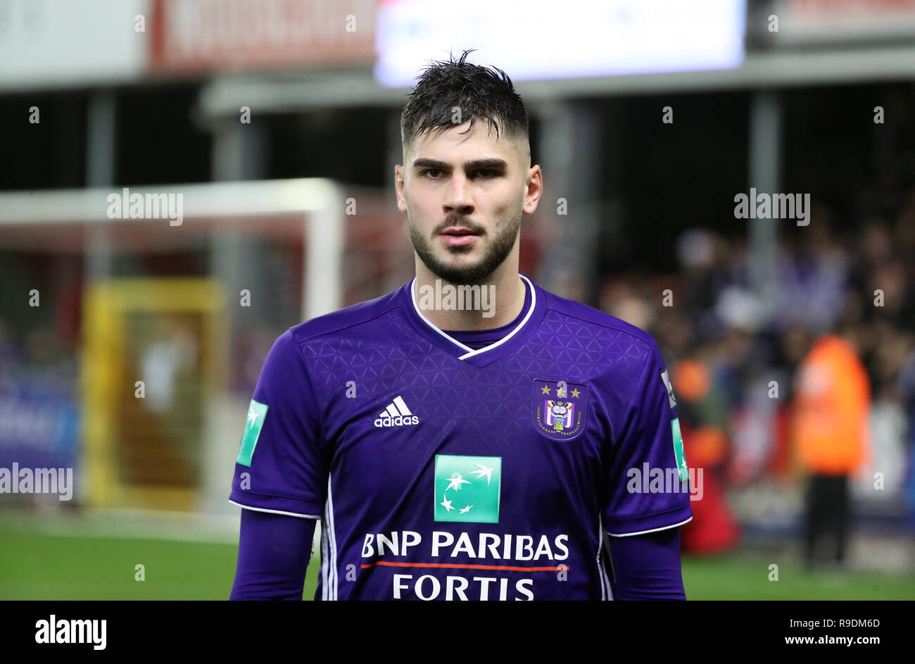 MOUSCRON, BELGIUM - DECEMBER 22 : Elias Cobbaut of Anderlecht during ...