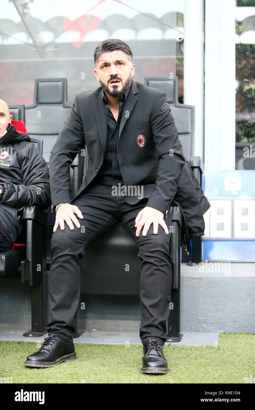 Milan, Italy. 22nd December, 2018. Gennaro Gattuso, head coach of Ac ...