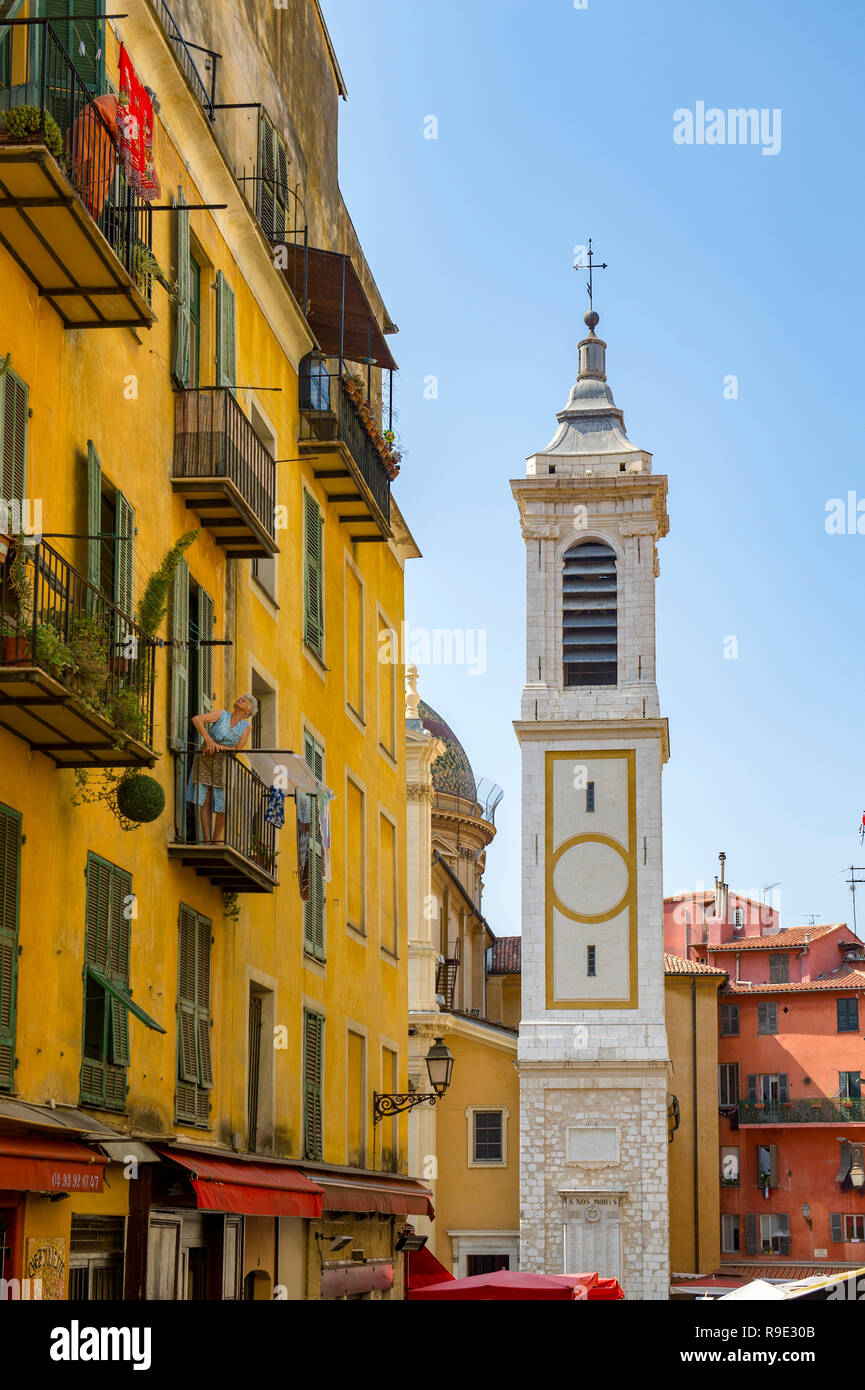 France, Alpes-Maritimes (06), Nice. Colorful facades of the old town ...