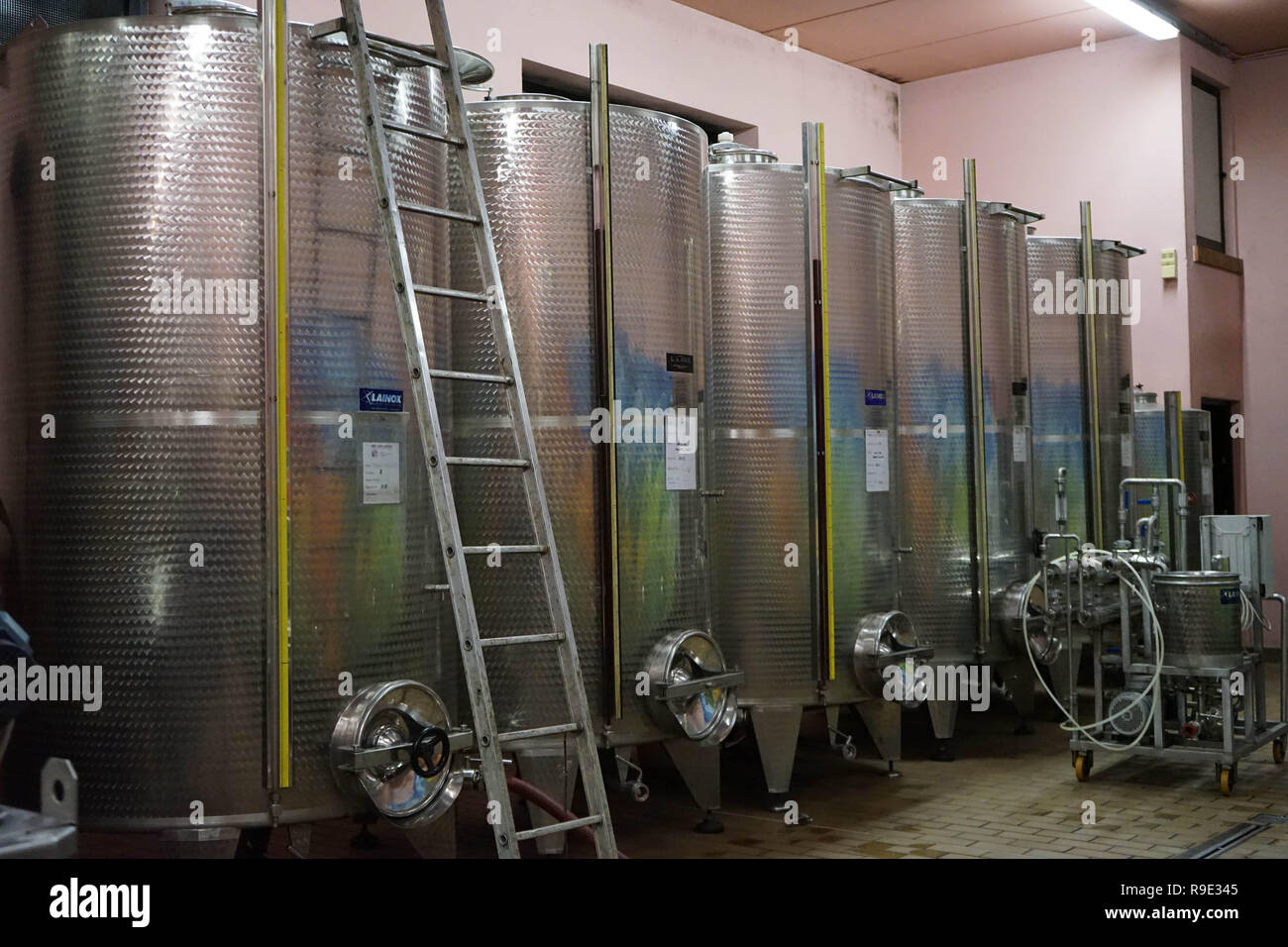 Wine tanks in a wine cellar Stock Photo - Alamy