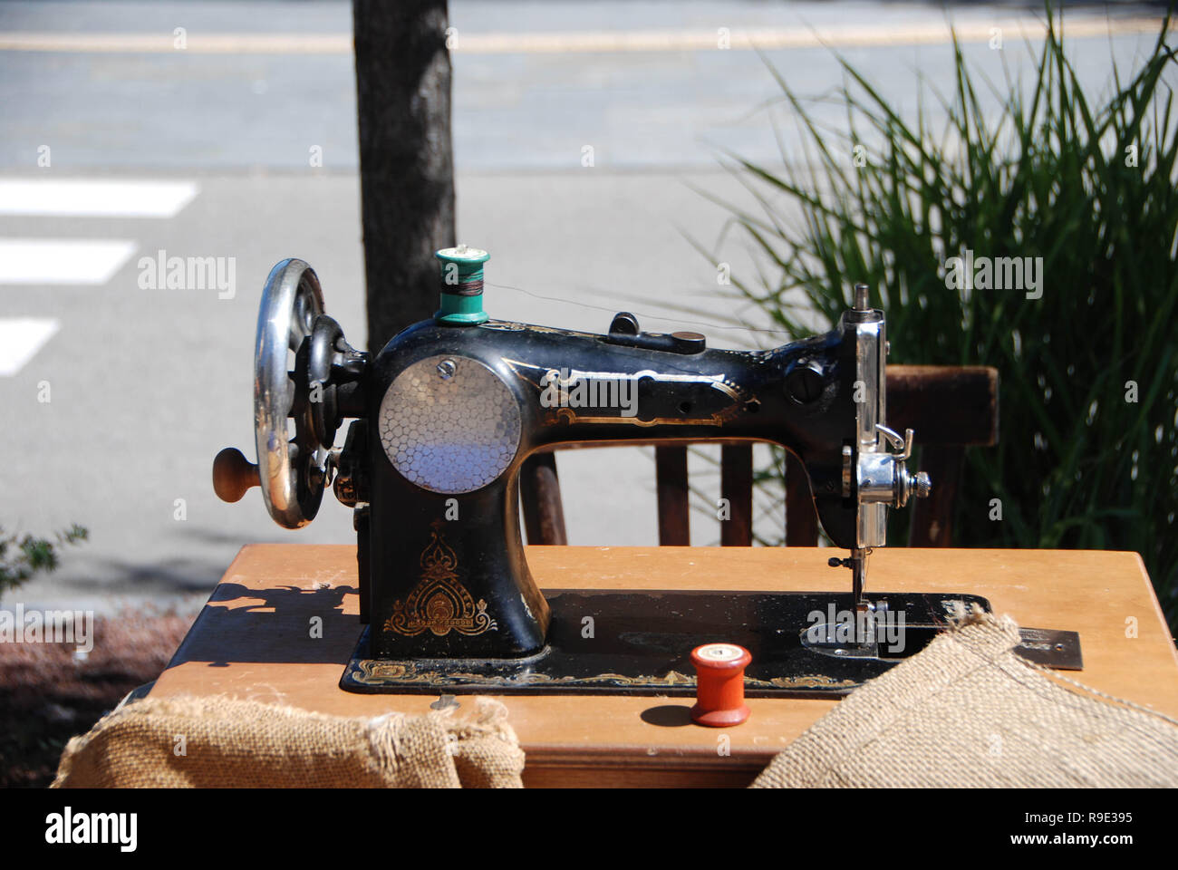 A old sewing machine Stock Photo - Alamy