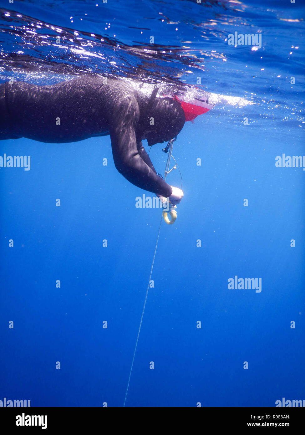 Free diving in the sea at Noli, Liguria - Italy Stock Photo - Alamy