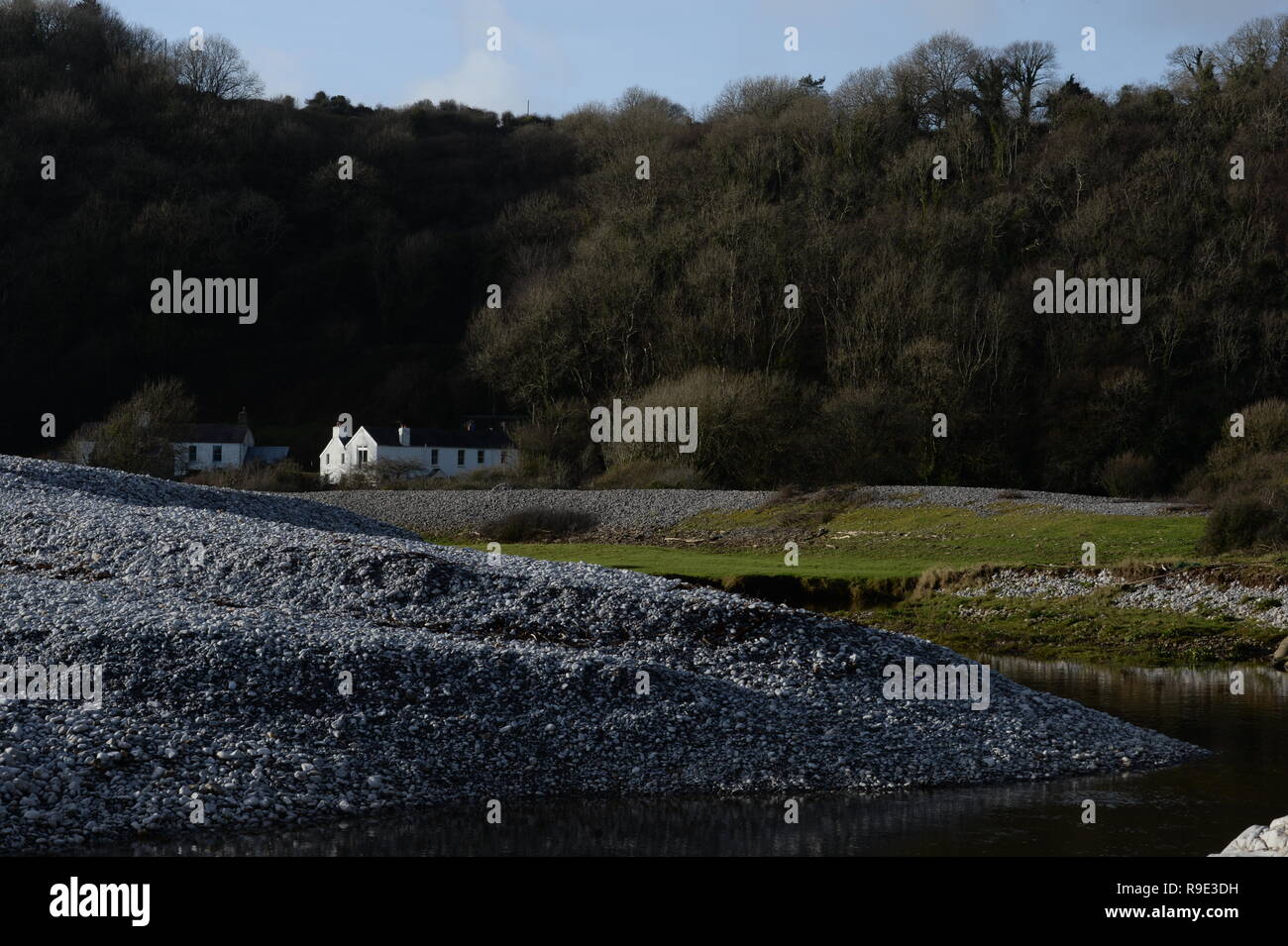 The valley at Pwlldu Bay. Two cottages previously pubs for the quarry ...